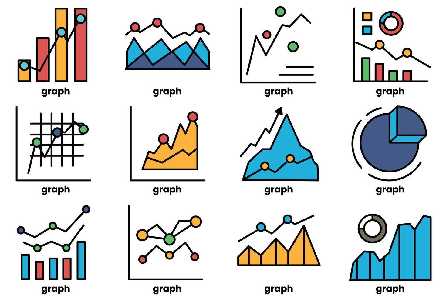 A set of graphs are shown in a grid 46319515 Vector Art at Vecteezy
