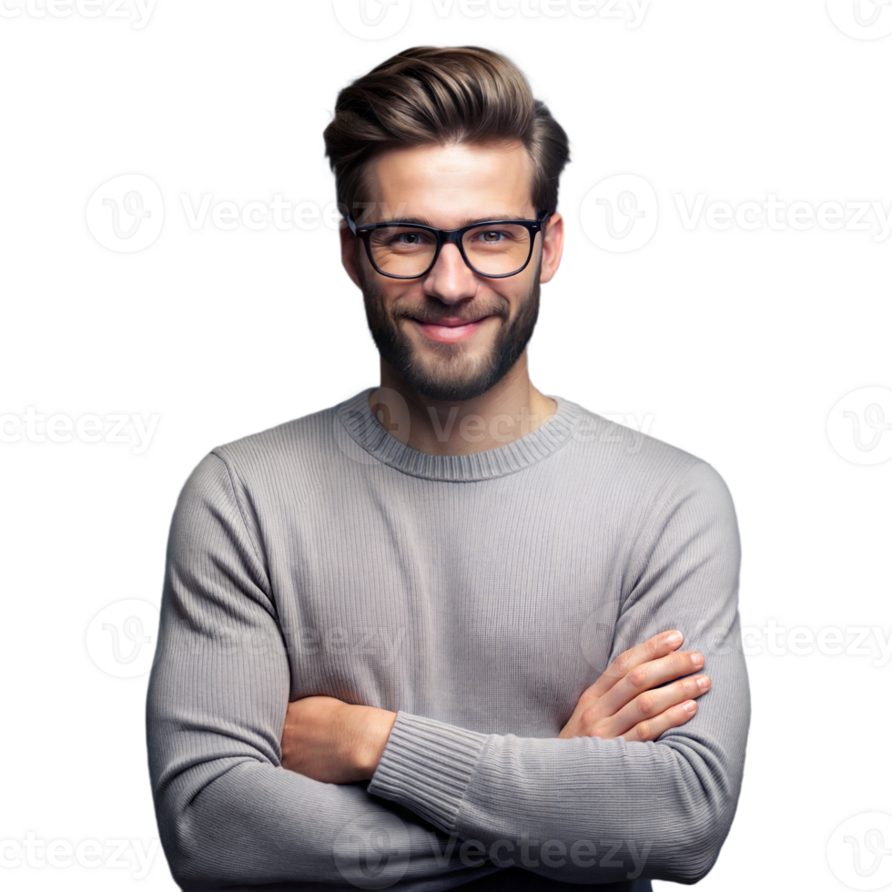 Confident Young Man Standing With Arms Crossed Smiling 46321020 Png