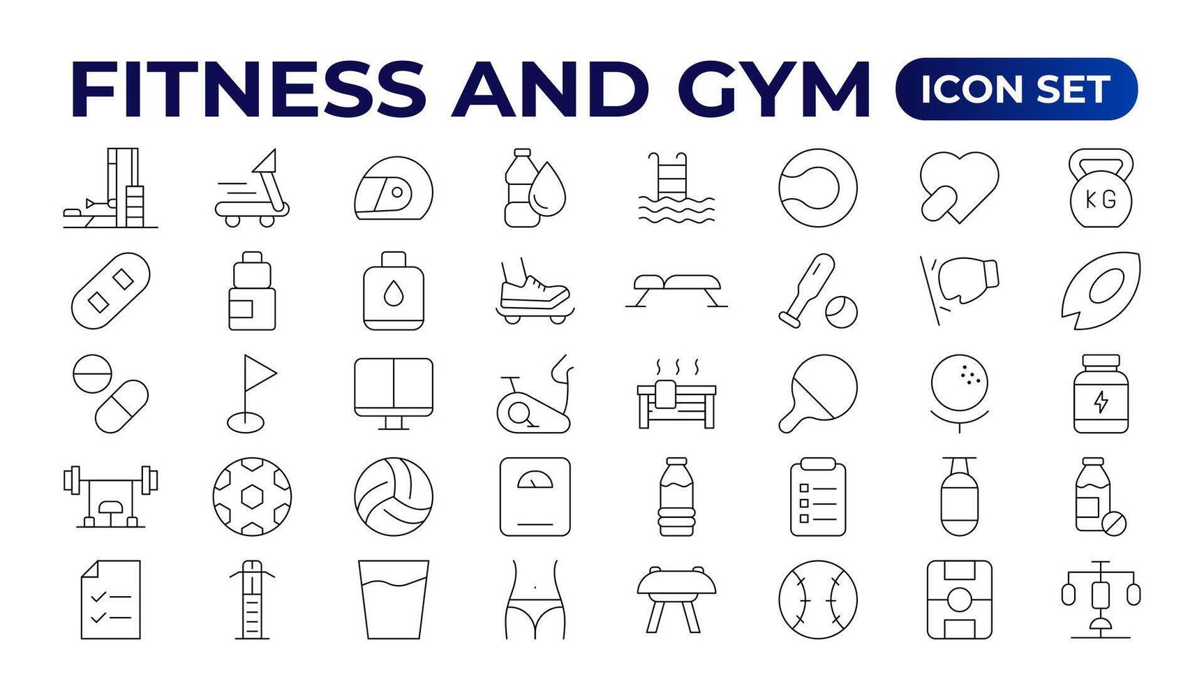 Set of fitness and wellness related line icons, wellbeing, mental ... Set of fitness and wellness related line icons, wellbeing, mental ...