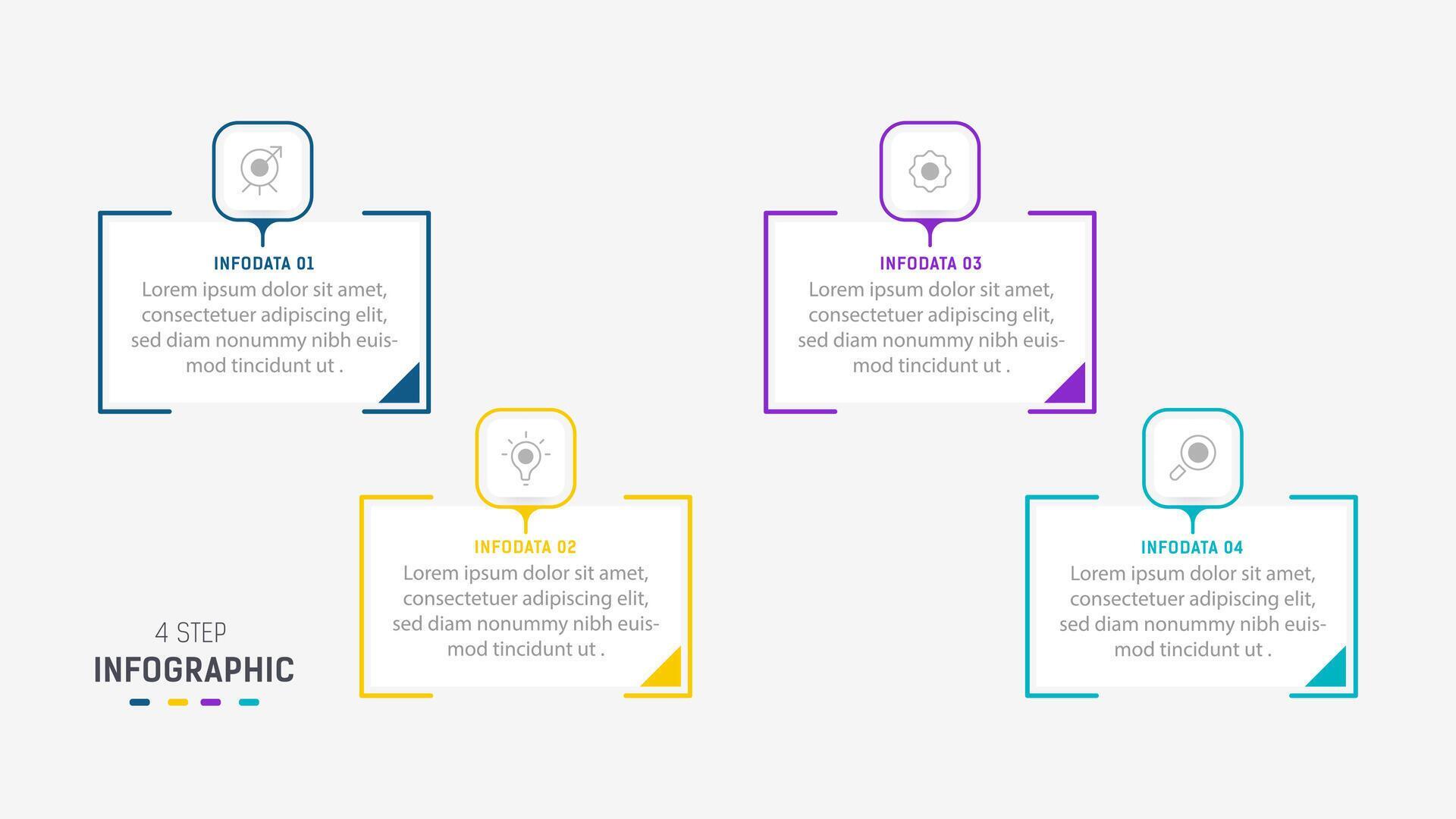 Three Step Infographic label design template with line icons. process ...