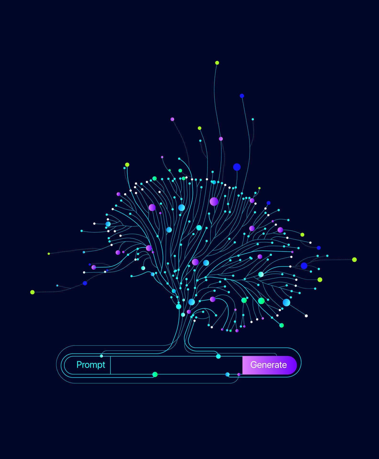 Illustration of abstract stream information with cyan line and dot. Big ...