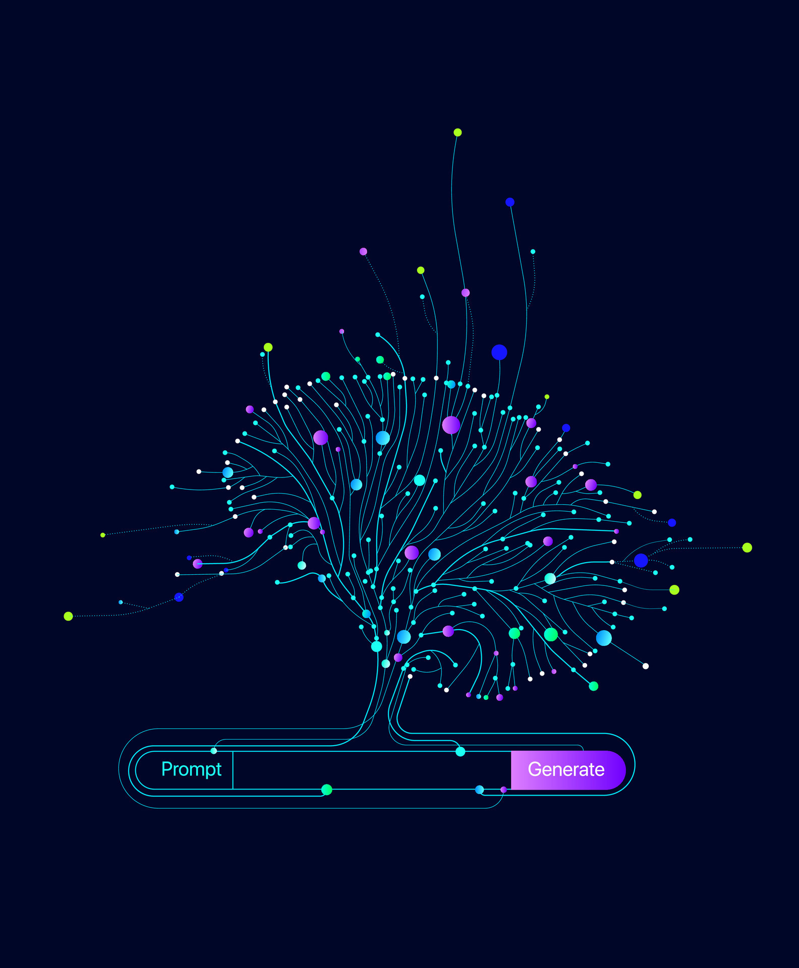 Illustration Of Abstract Stream Information With Cyan Line And Dot Big Data Technology Ai