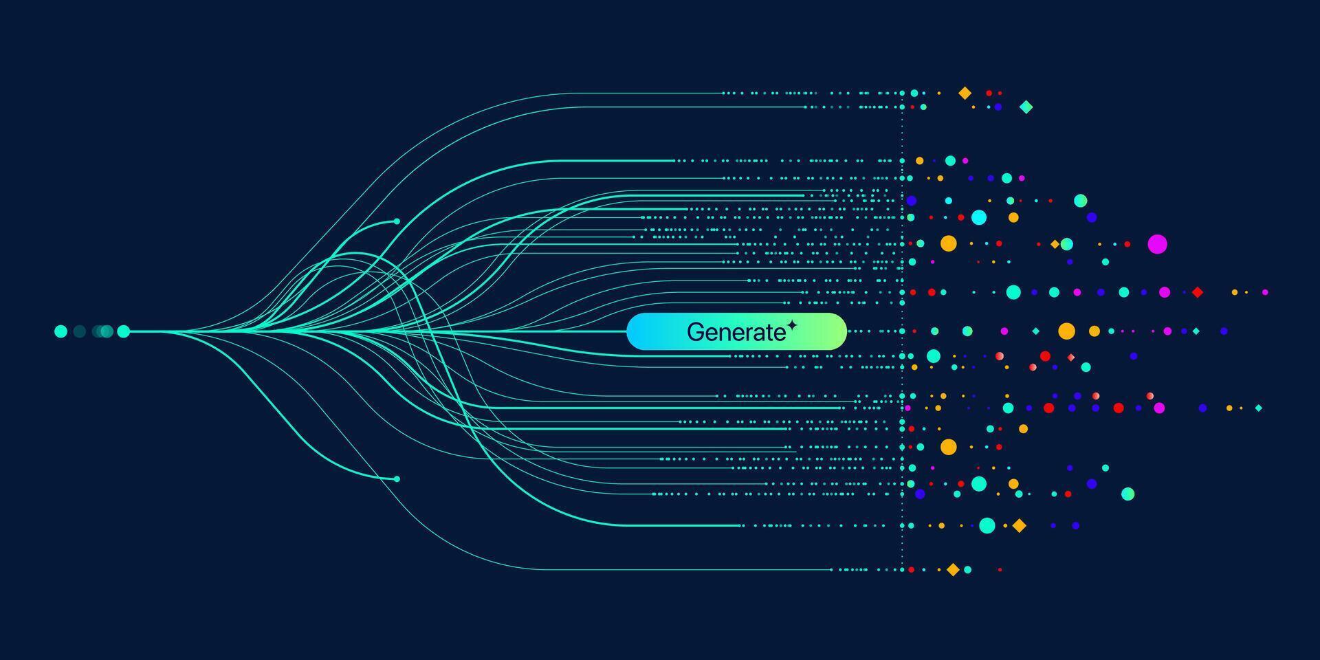 Illustration of abstract stream information with cyan line and dot. Big ...
