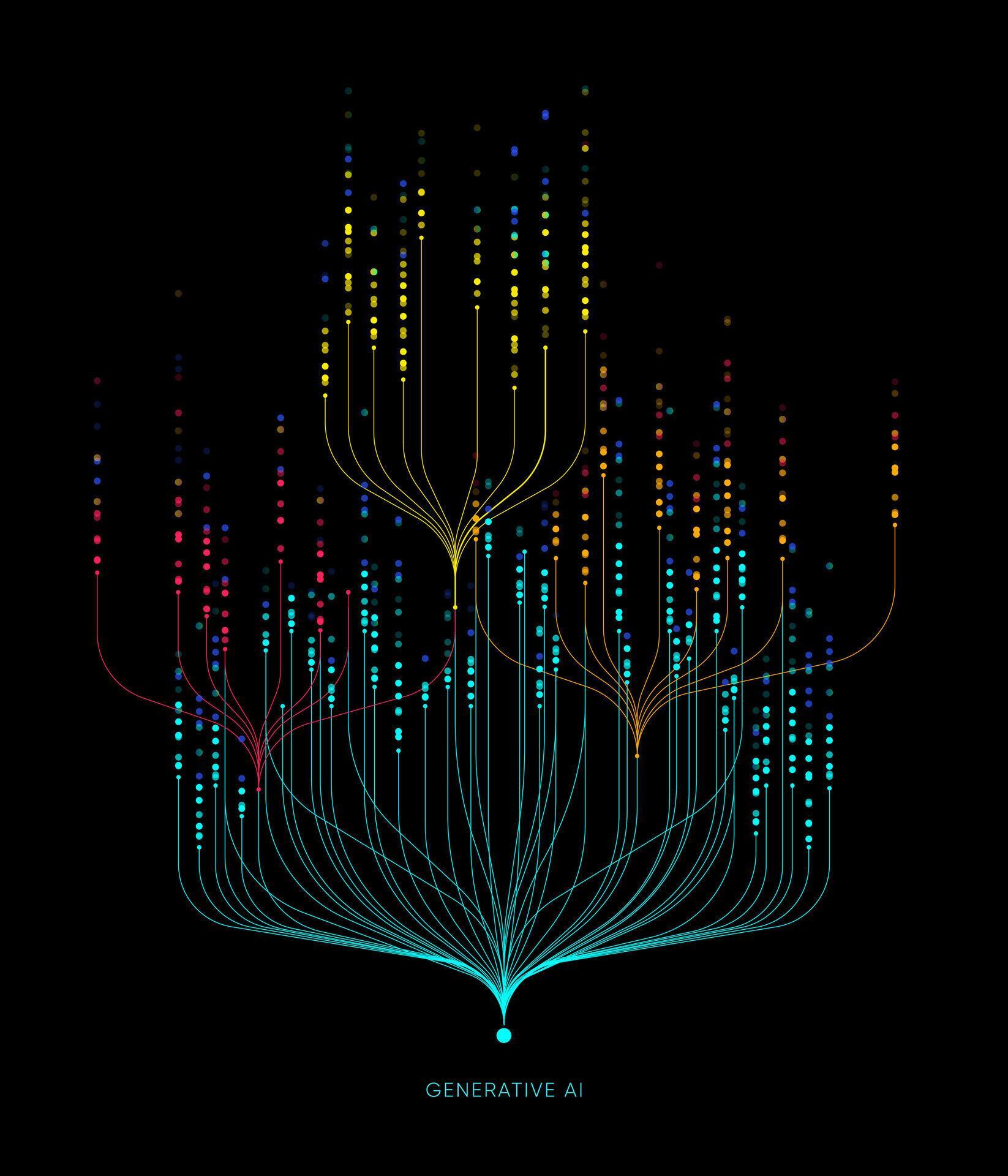 Illustration Of Abstract Stream Information With Cyan Line And Dot Big Data Technology Ai