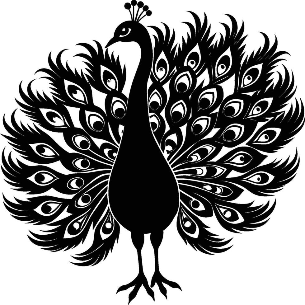 Pretty Peacock Silhouette Cartoon Illustration 46335277 Vector Art At