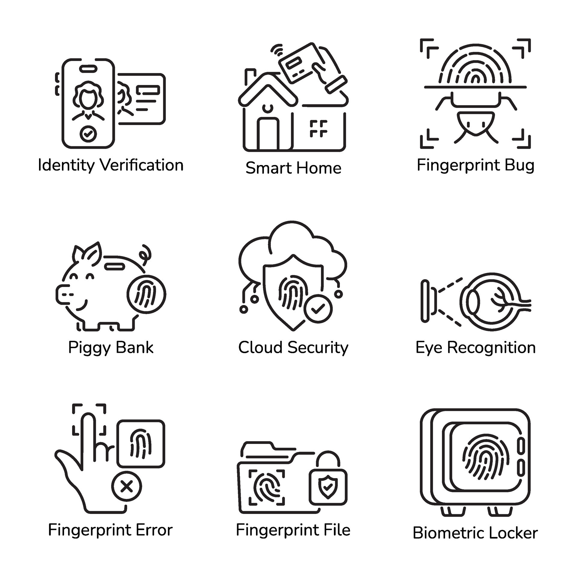 Set Of Biometric Authentication Linear Icons 46335438 Vector Art At Vecteezy
