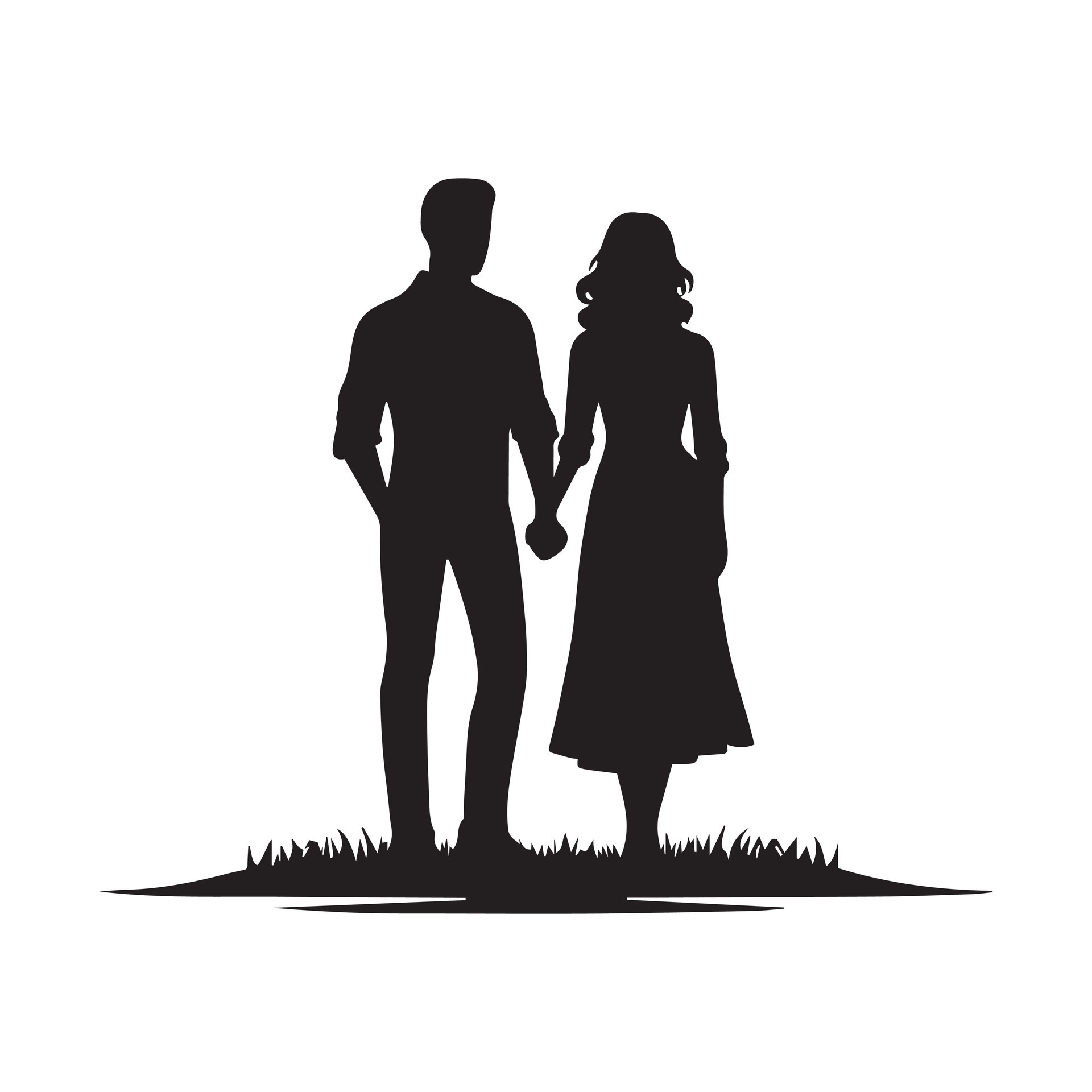 Couple Silhouette - the couple Walking Hand in Hand illustration ...