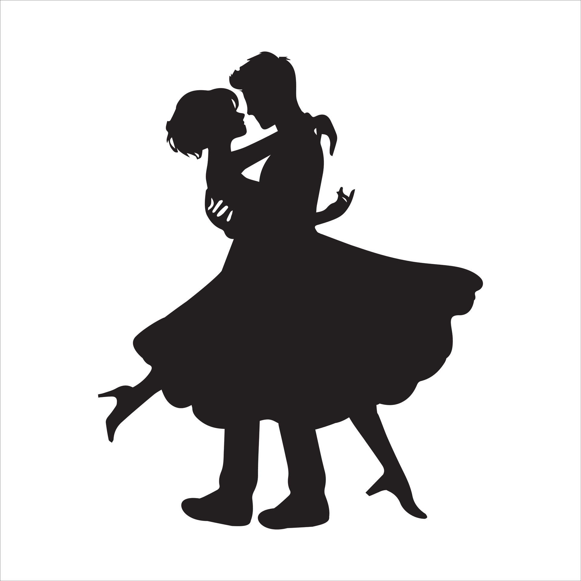 Couple Silhouette - a Romantic couple of dancing pose illustration ...