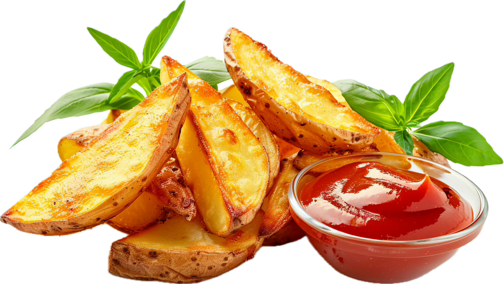 Seasoned Potato Wedges With Ketchup 46337567 Png