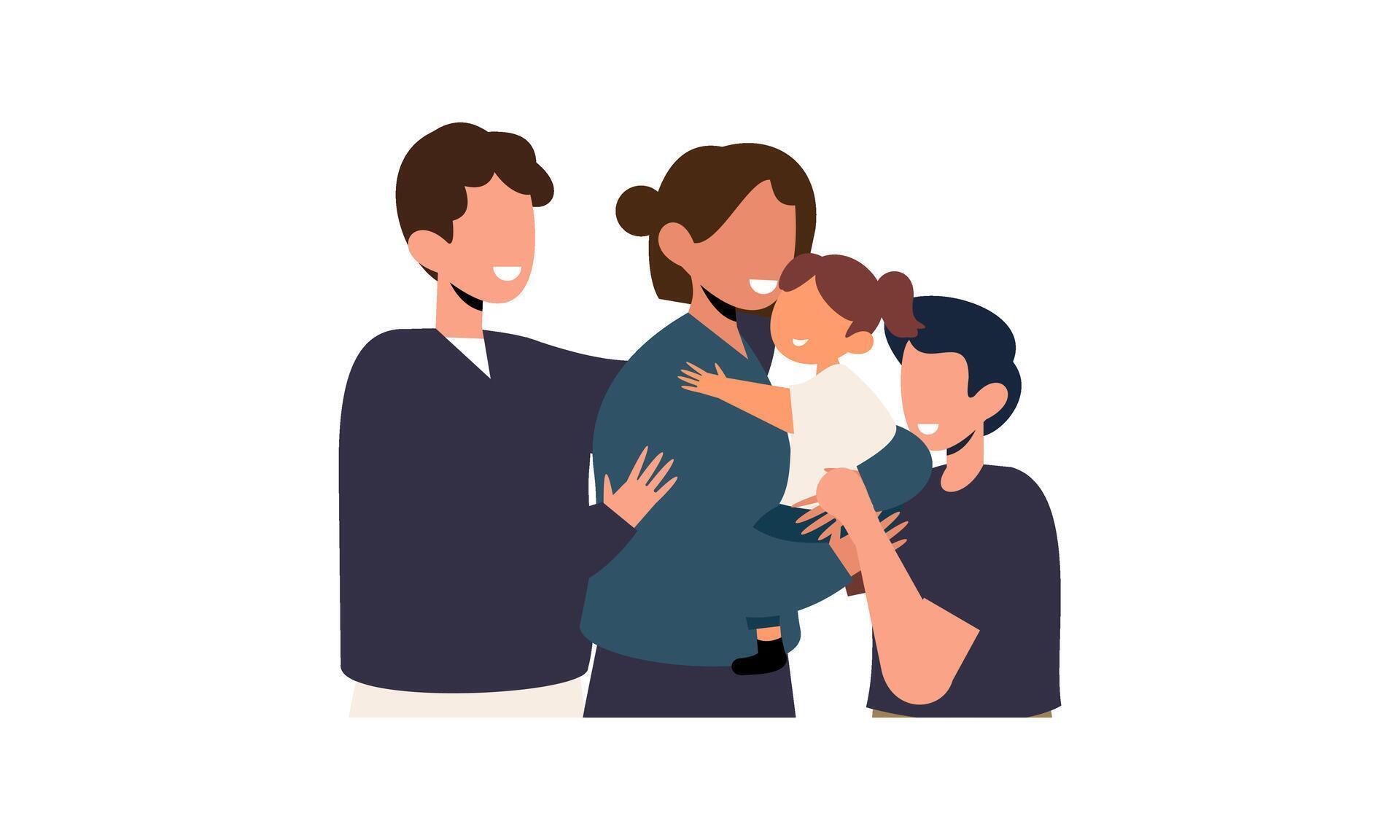 Happy big families hug illustration 46342369 Vector Art at Vecteezy