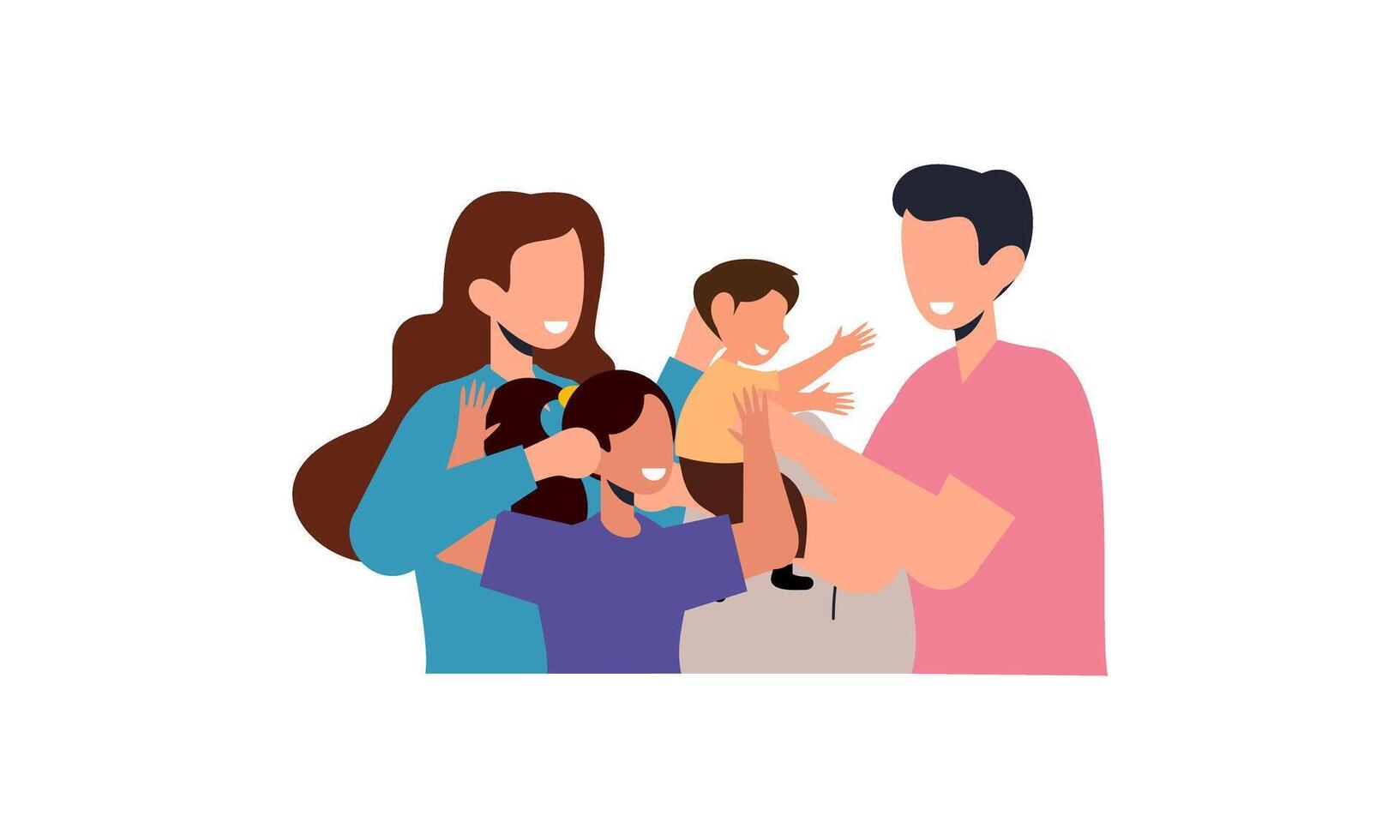 Happy big families hug illustration 46342399 Vector Art at Vecteezy