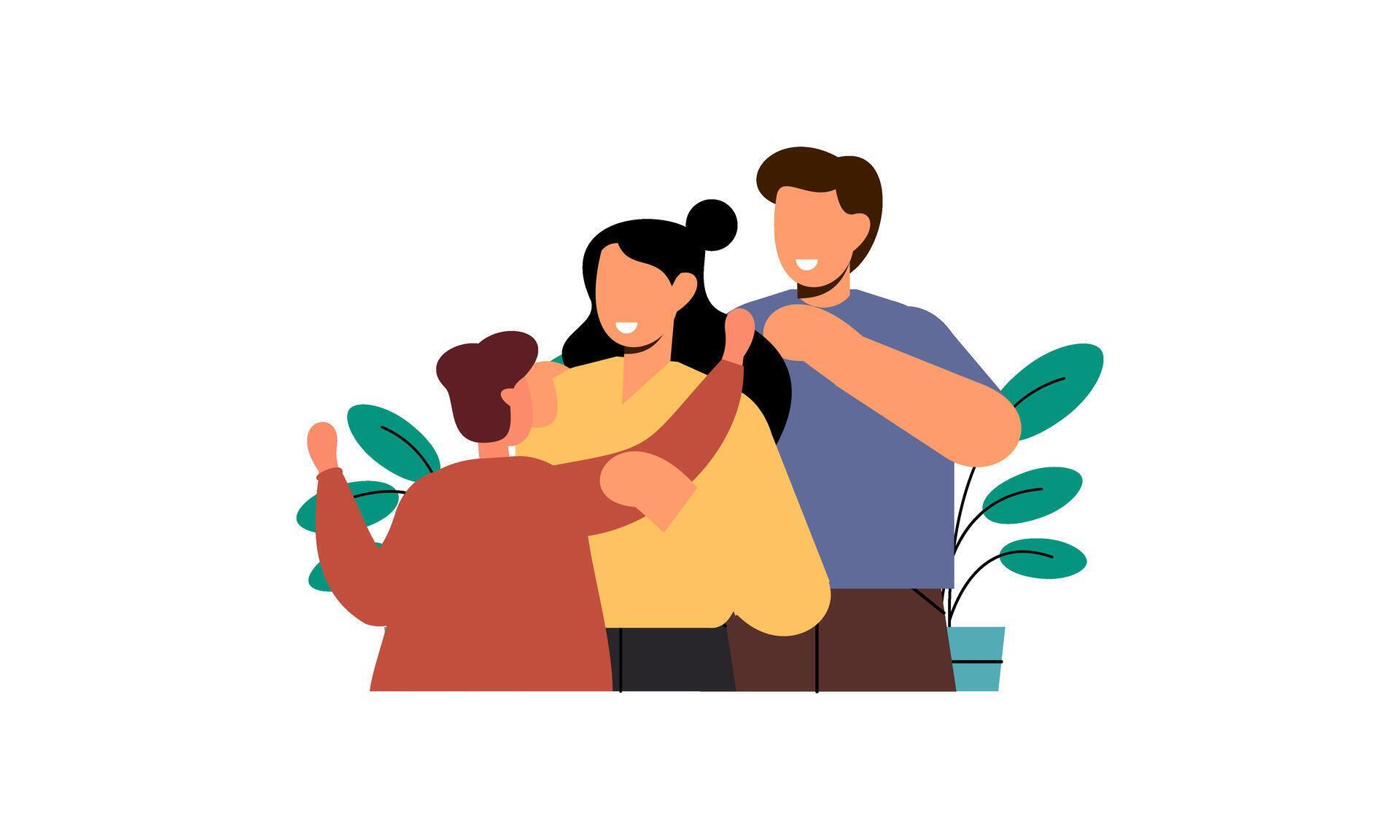 Happy big families hug illustration 46342406 Vector Art at Vecteezy
