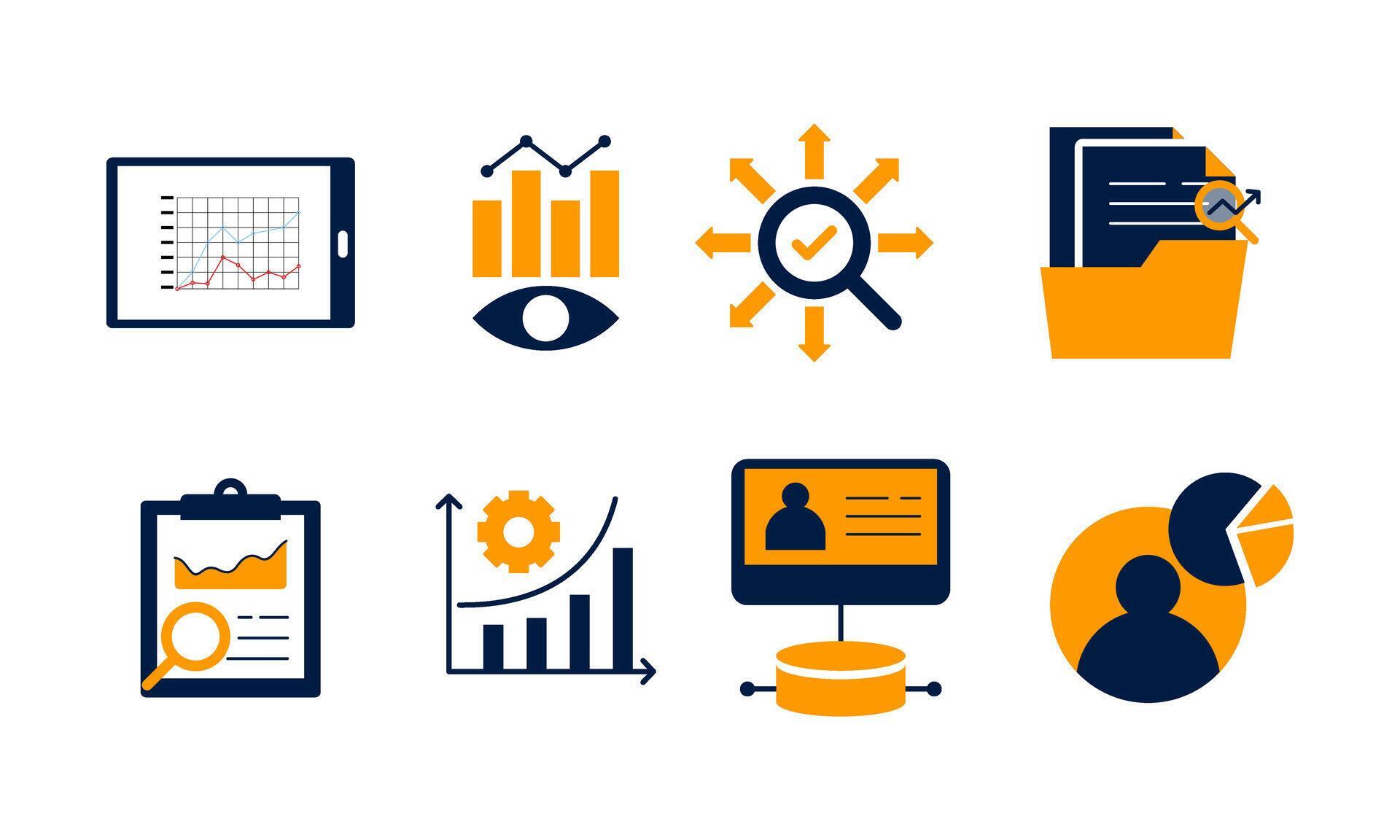 Data analytics icon set. Big data analysis technology symbol 46342590 Vector Art at Vecteezy