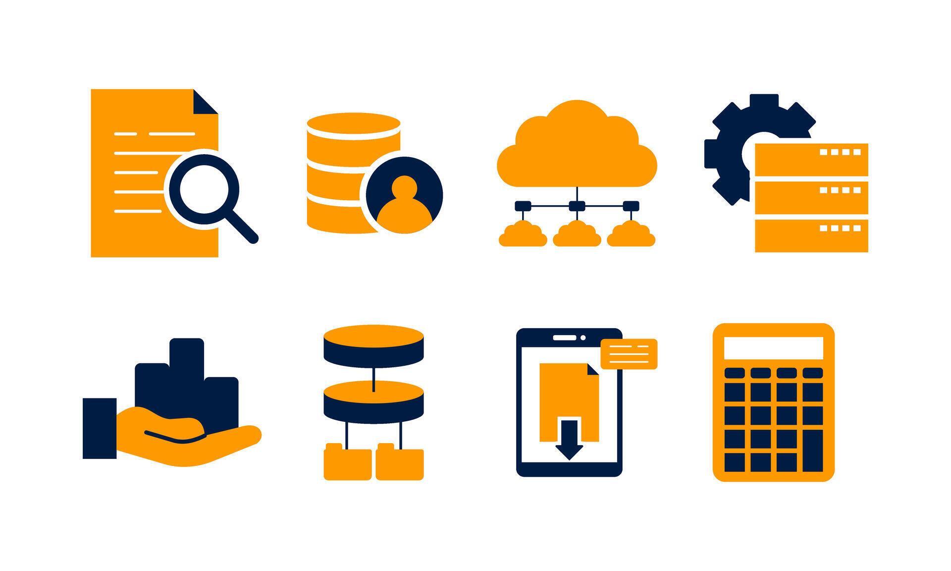 Data analytics icon set. Big data analysis technology symbol 46342717 ...