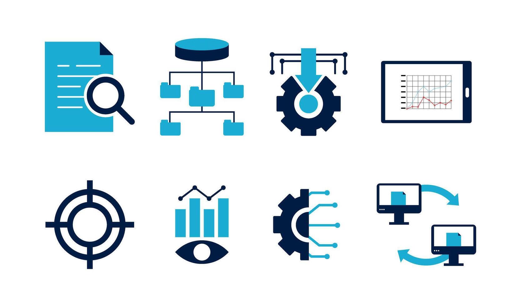 Data analytics icon set. Big data analysis technology symbol 46342735 Vector Art at Vecteezy
