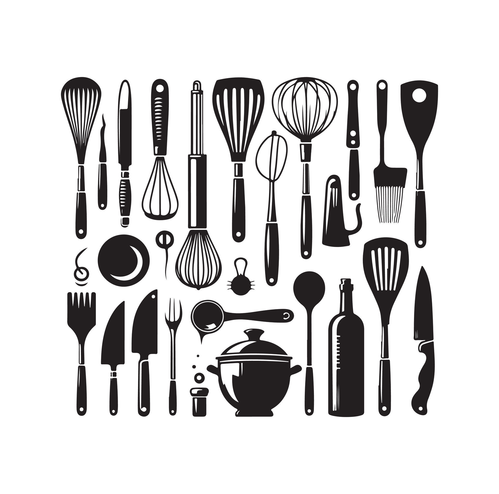 Kitchen tools silhouette collection 46344257 Vector Art at Vecteezy