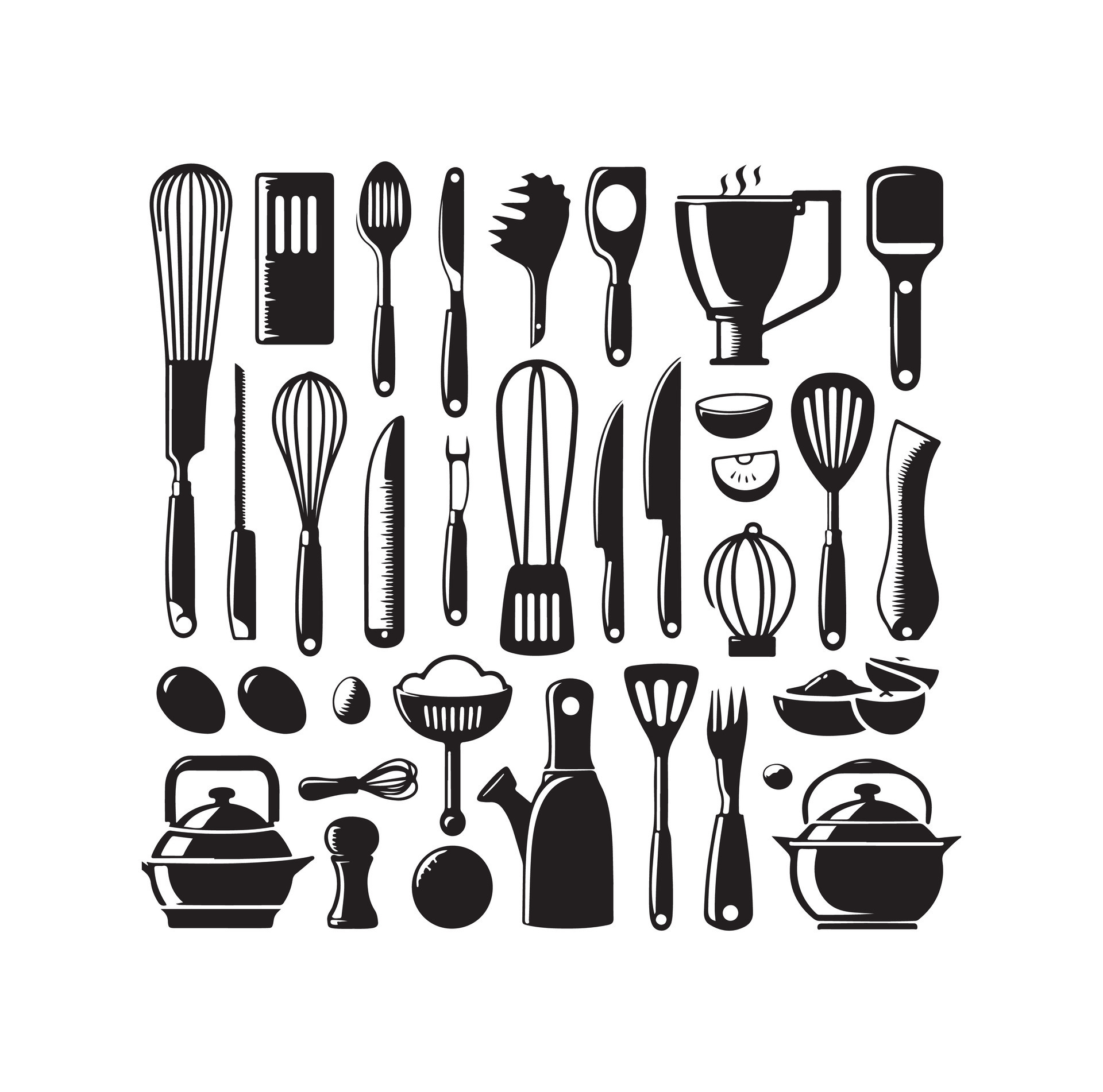 Kitchen tools silhouette collection 46344274 Vector Art at Vecteezy