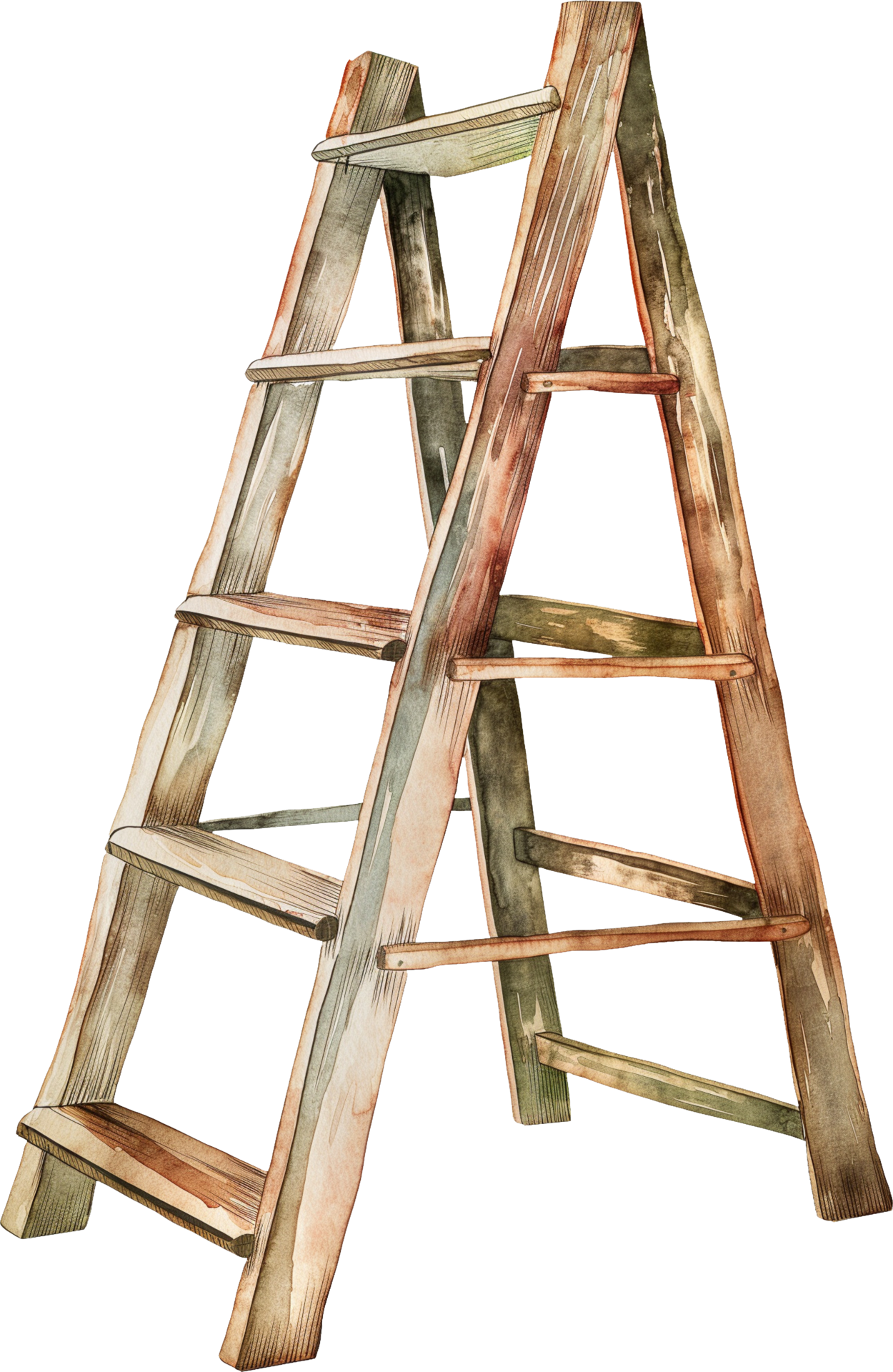 A wooden ladder with five steps watercolor 46345603 PNG A wooden ladder with five steps watercolor 46345603 PNG