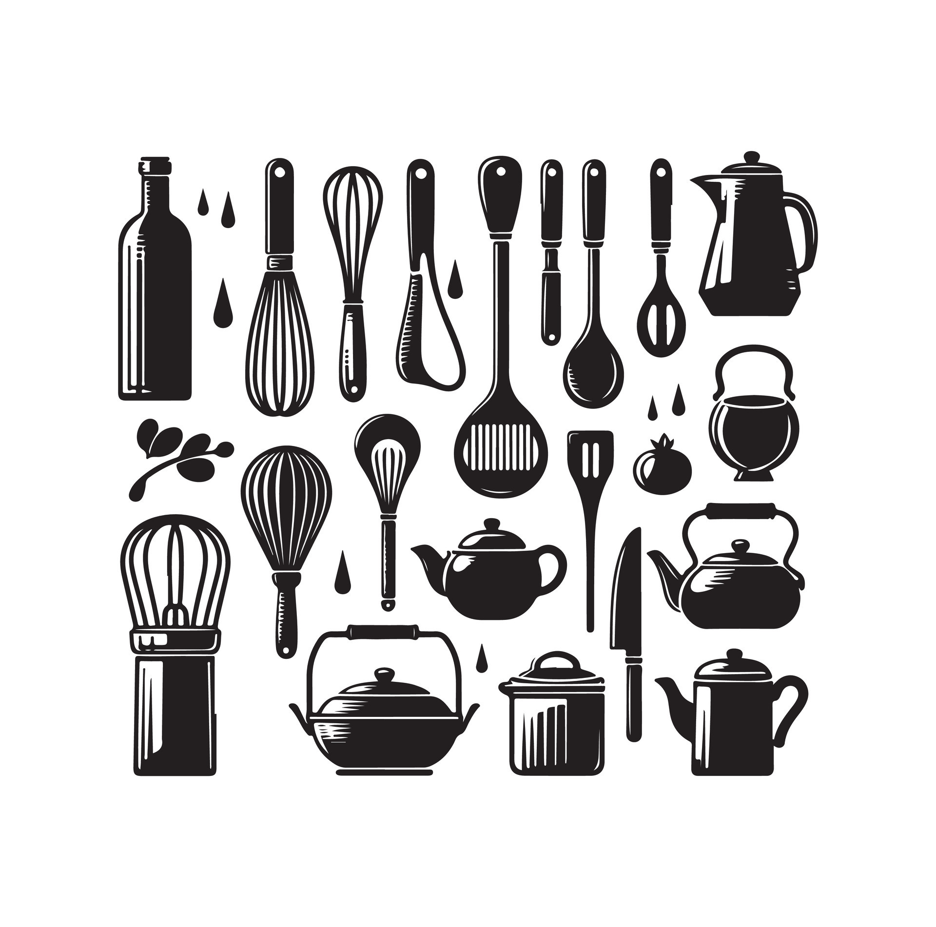 Kitchen tools silhouette collection 46347229 Vector Art at Vecteezy