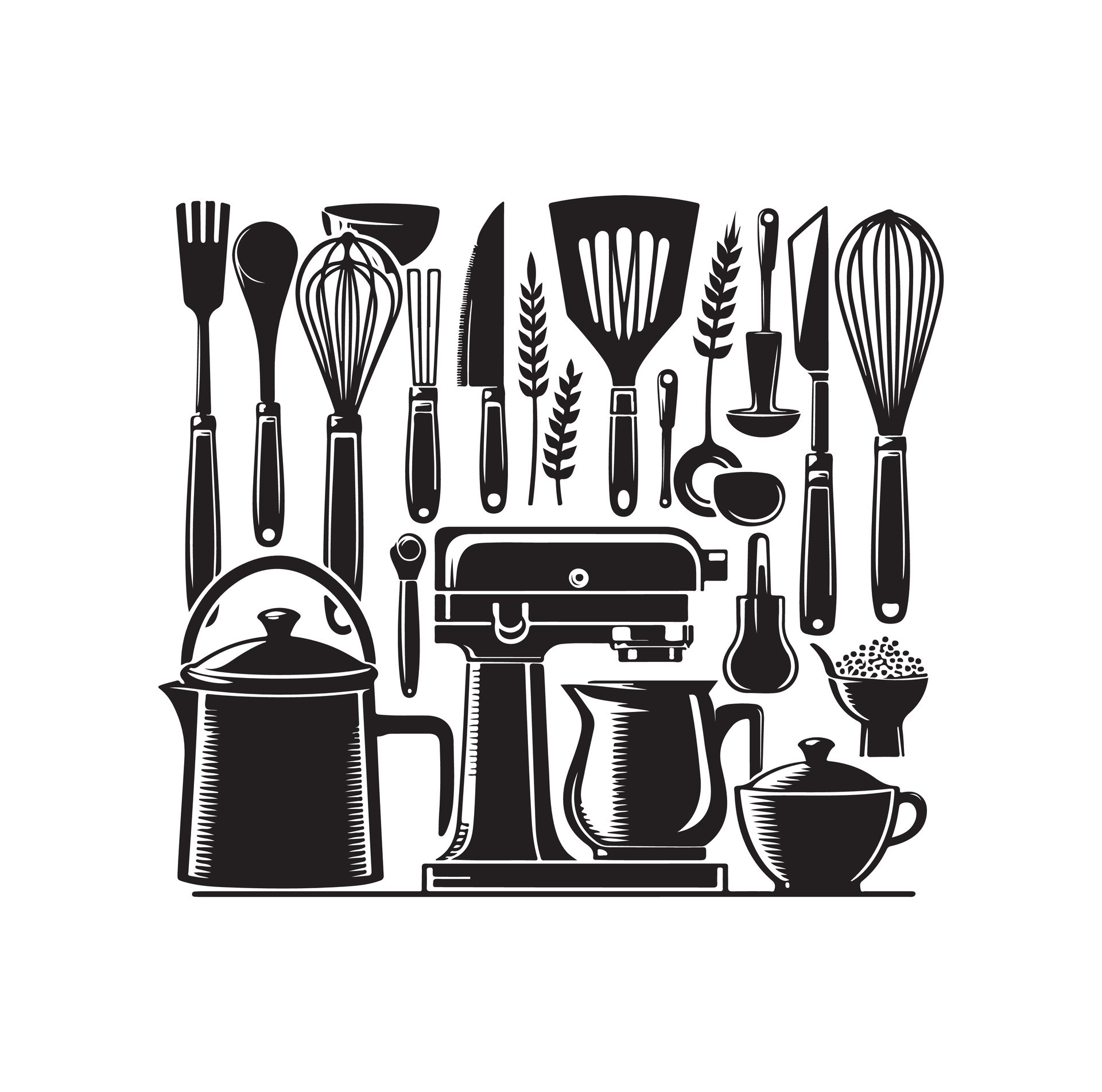 Kitchen tools silhouette collection 46347383 Vector Art at Vecteezy