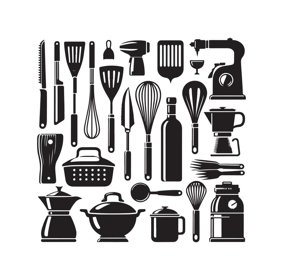 Kitchen tools silhouette collection 46347516 Vector Art at Vecteezy