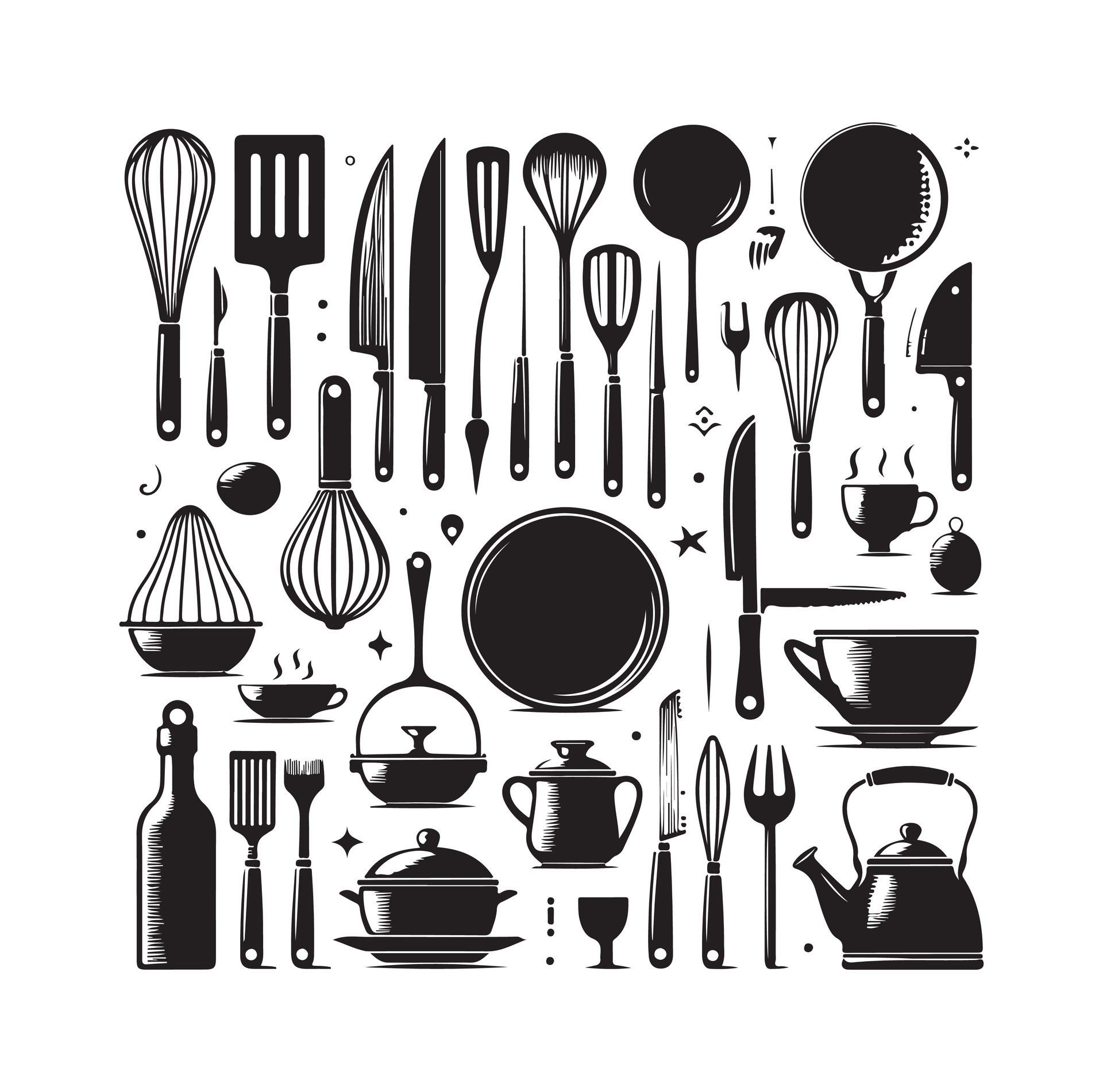 Kitchen tools silhouette collection 46347521 Vector Art at Vecteezy
