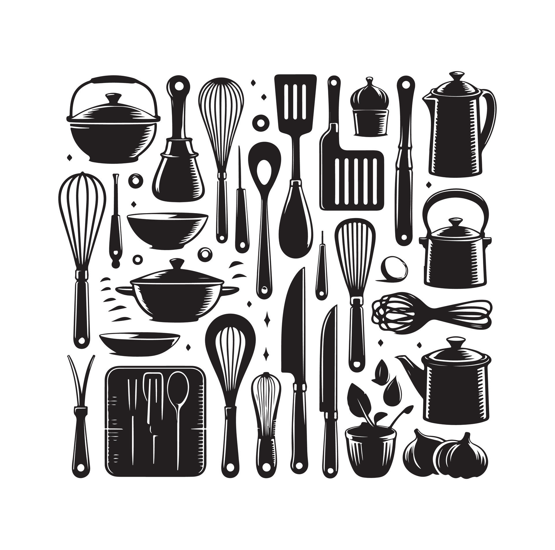 Kitchen tools silhouette collection 46347740 Vector Art at Vecteezy