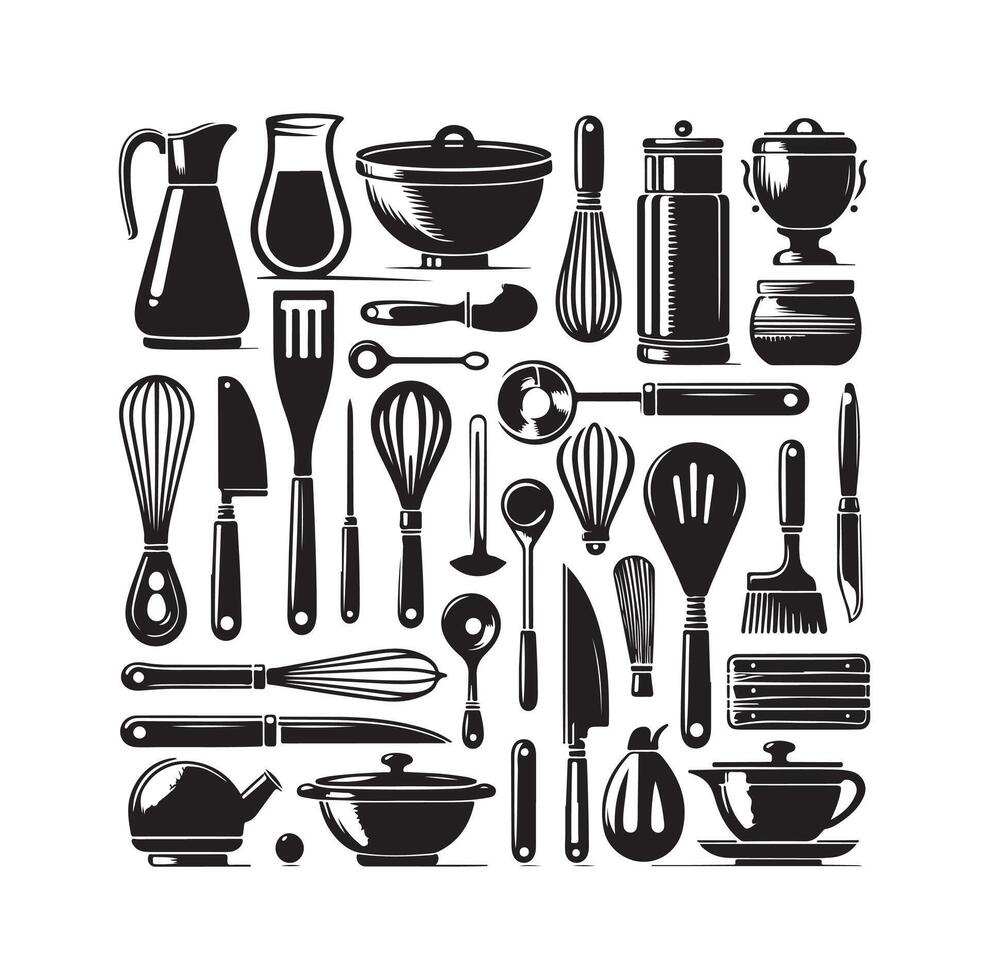 Kitchen tools silhouette collection 46347774 Vector Art at Vecteezy