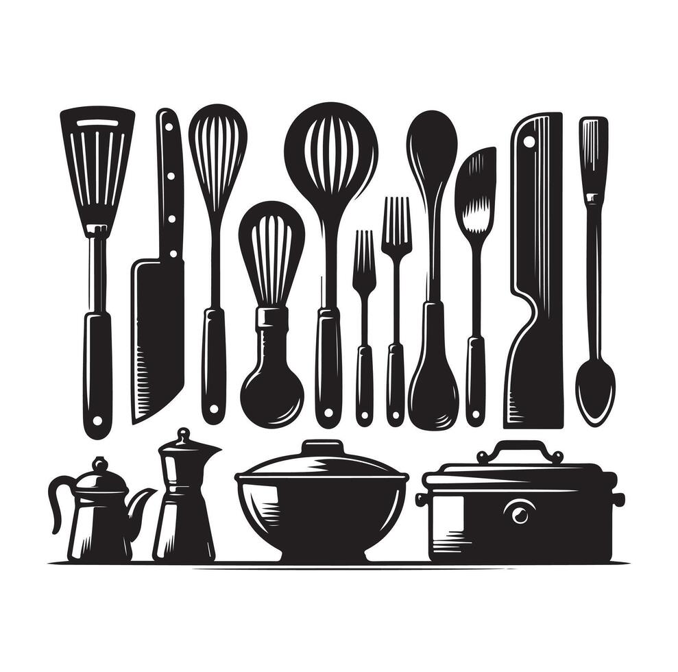 Kitchen tools silhouette collection 46348961 Vector Art at Vecteezy