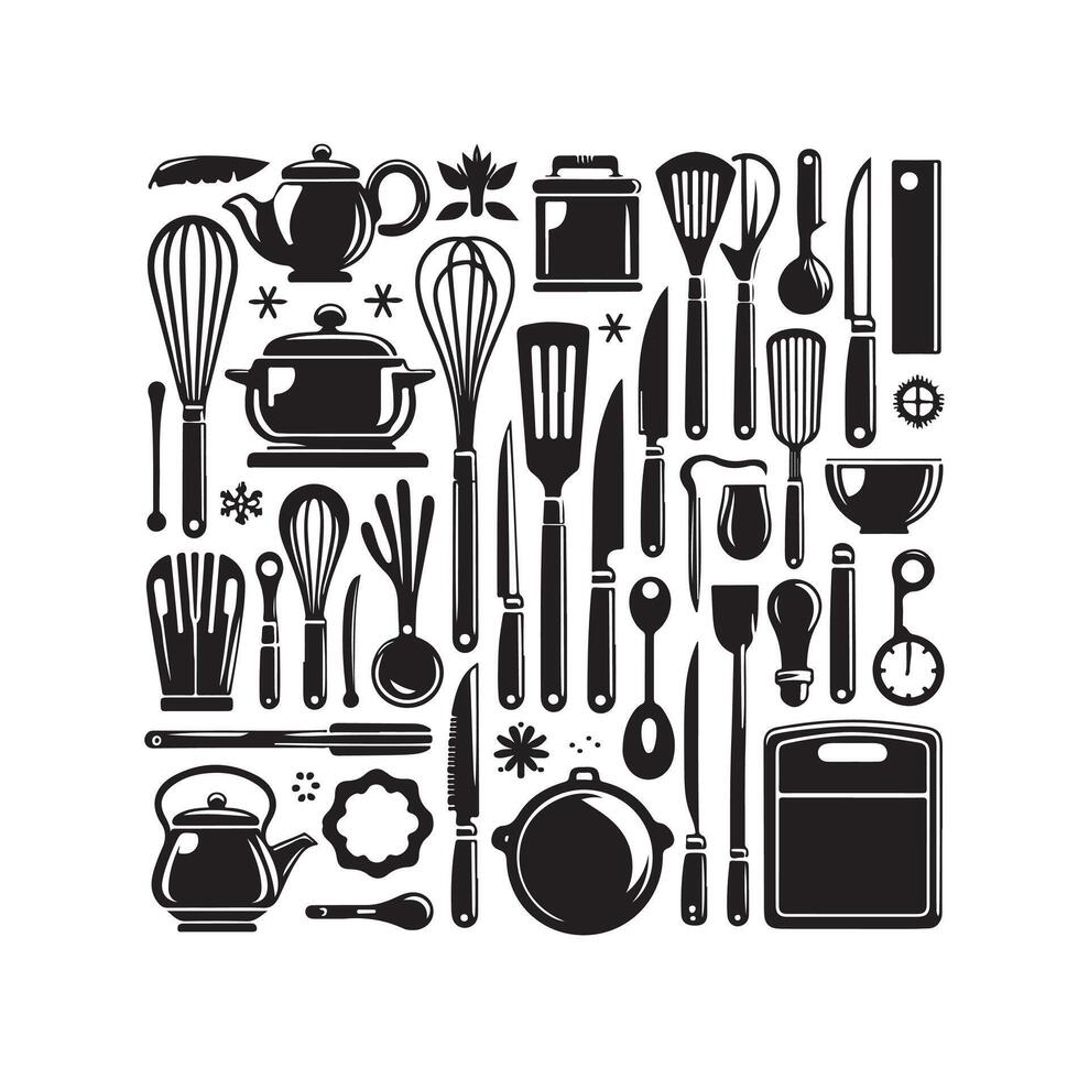 Kitchen tools silhouette collection 46348966 Vector Art at Vecteezy