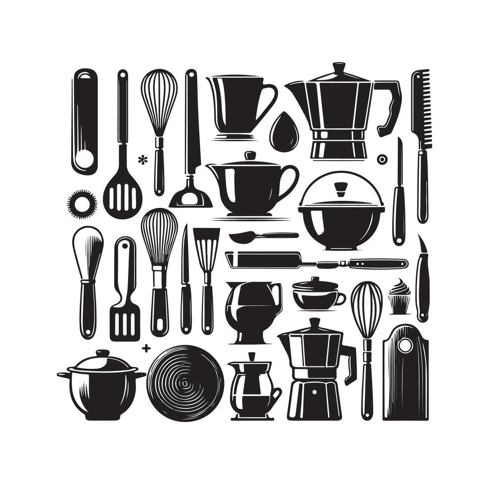 Kitchen tools silhouette collection 46348985 Vector Art at Vecteezy
