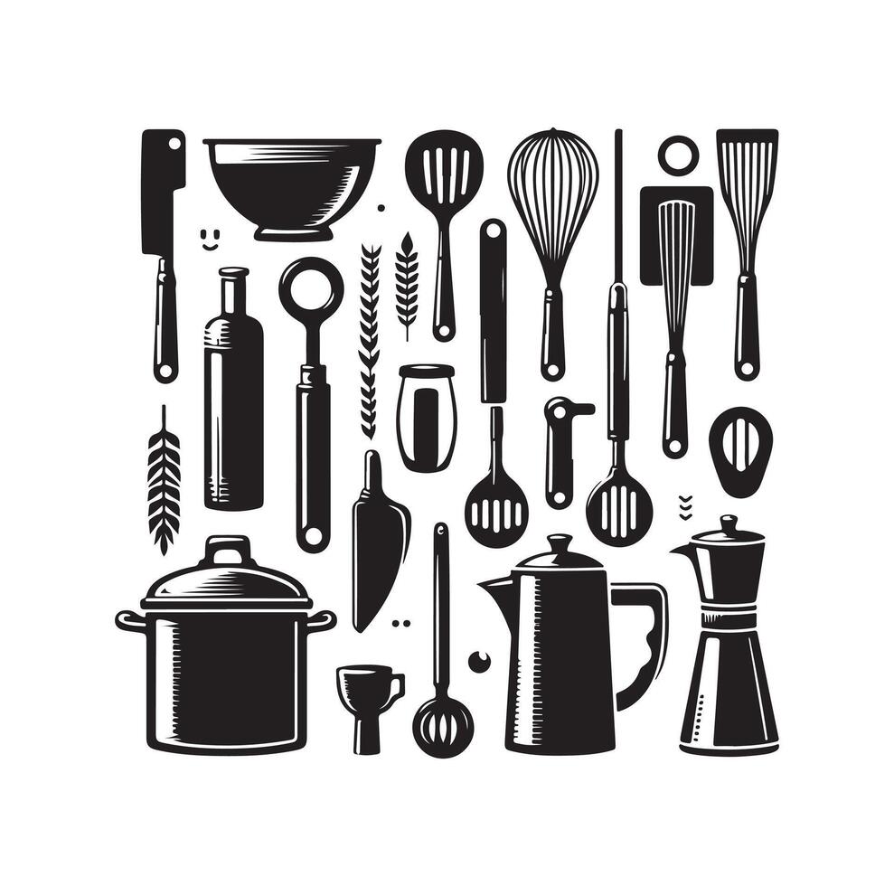 Kitchen tools silhouette collection 46349242 Vector Art at Vecteezy