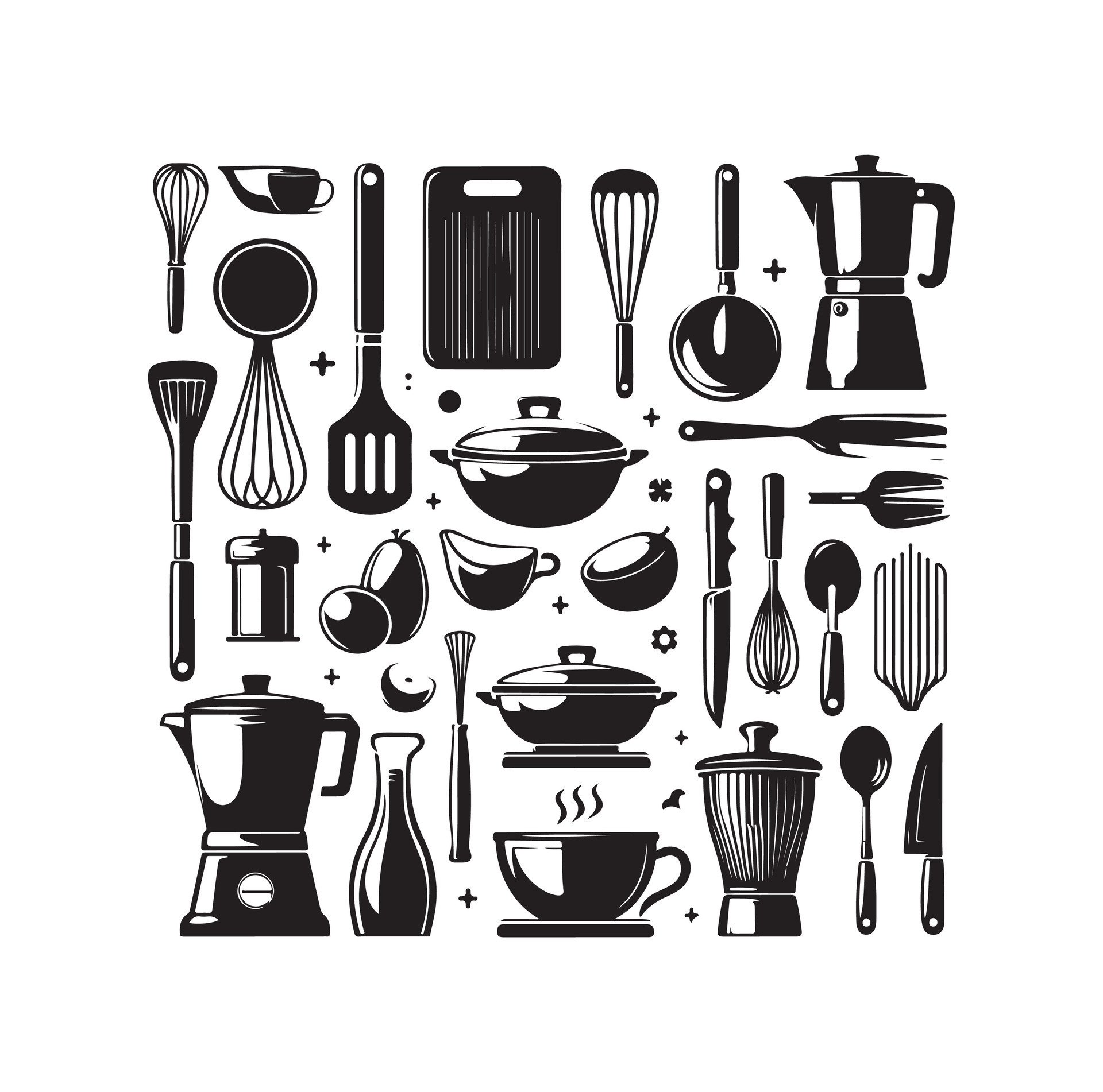 Kitchen tools silhouette collection 46349254 Vector Art at Vecteezy