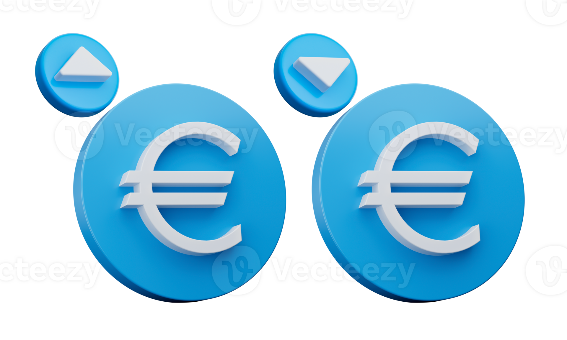 3d Simple Blue Euro Coin, Increase Decrease Icon, 3d illustration ...