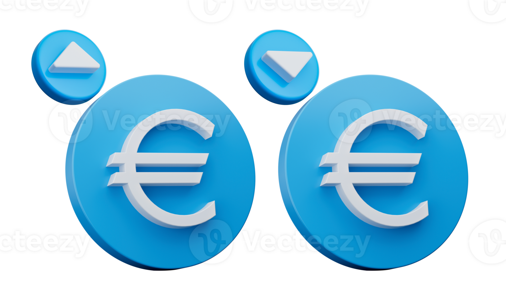 3d Simple Blue Euro Coin, Increase Decrease Icon, 3d illustration ...
