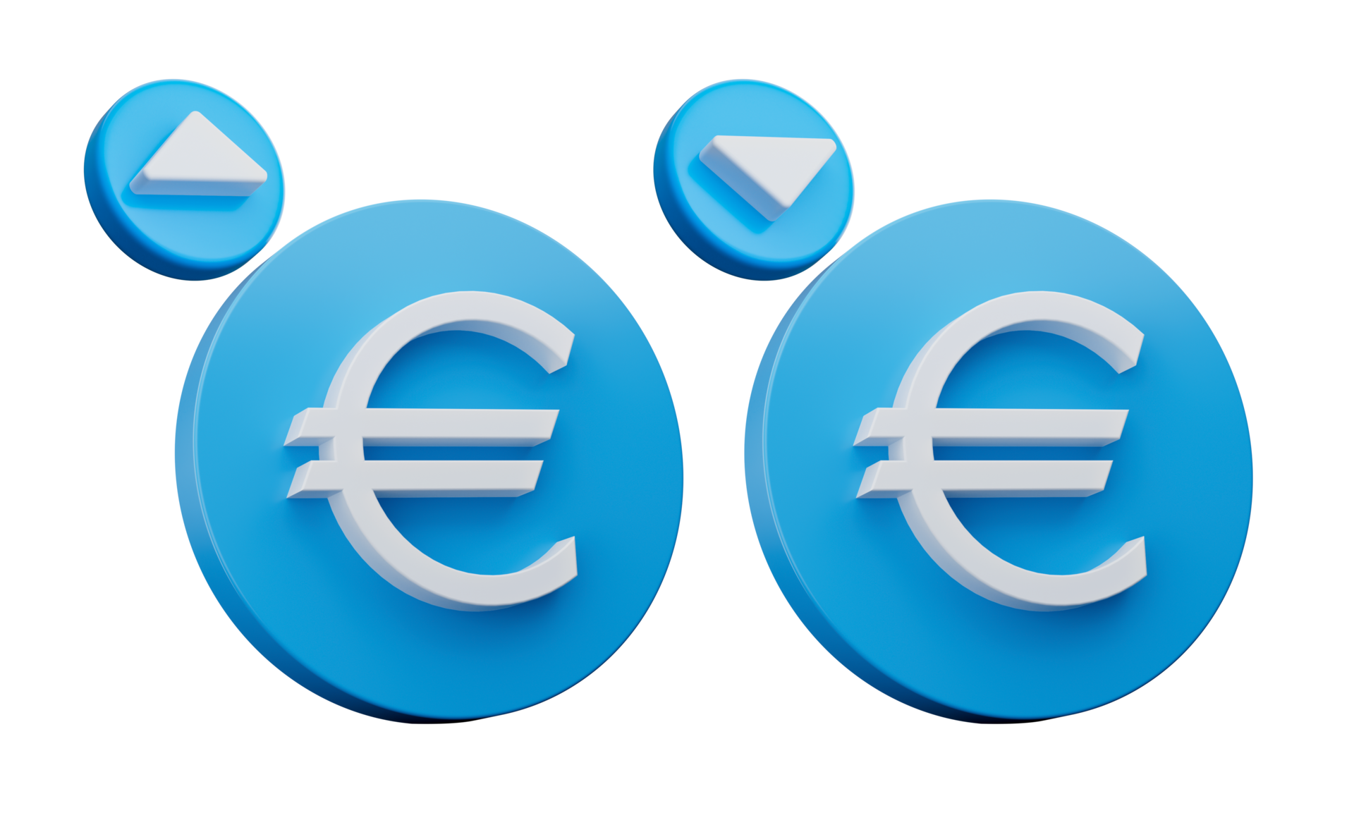3d Simple Blue Euro Coin, Increase Decrease Icon, 3d illustration ...