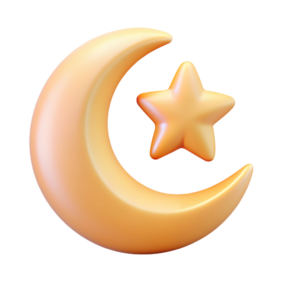 Crescent Moon with Star 3d Render 46352977 PNG