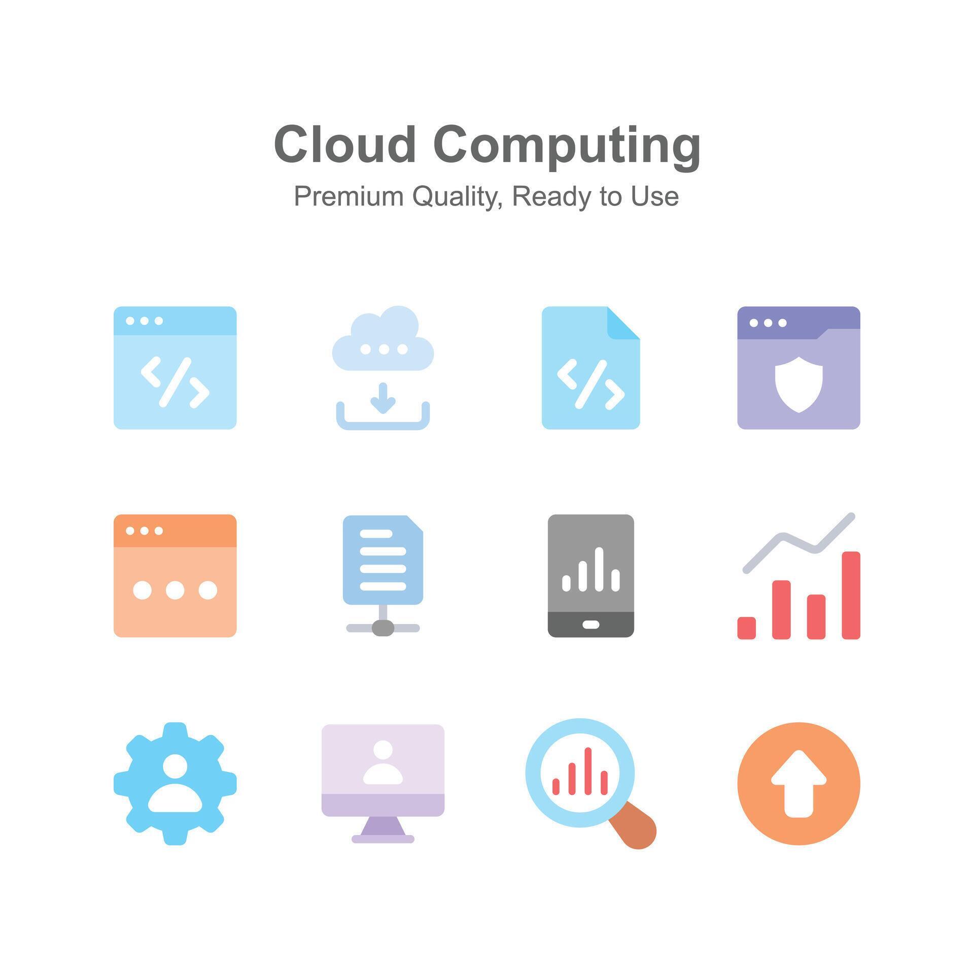 Grab This Carefully Crafted Cloud Computing Icons Set 46358008 Vector