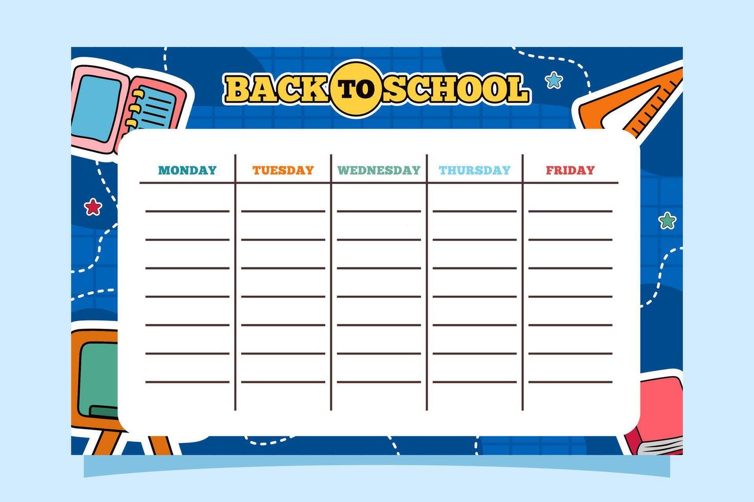Back to School Time Table Template 46362122 Vector Art at Vecteezy