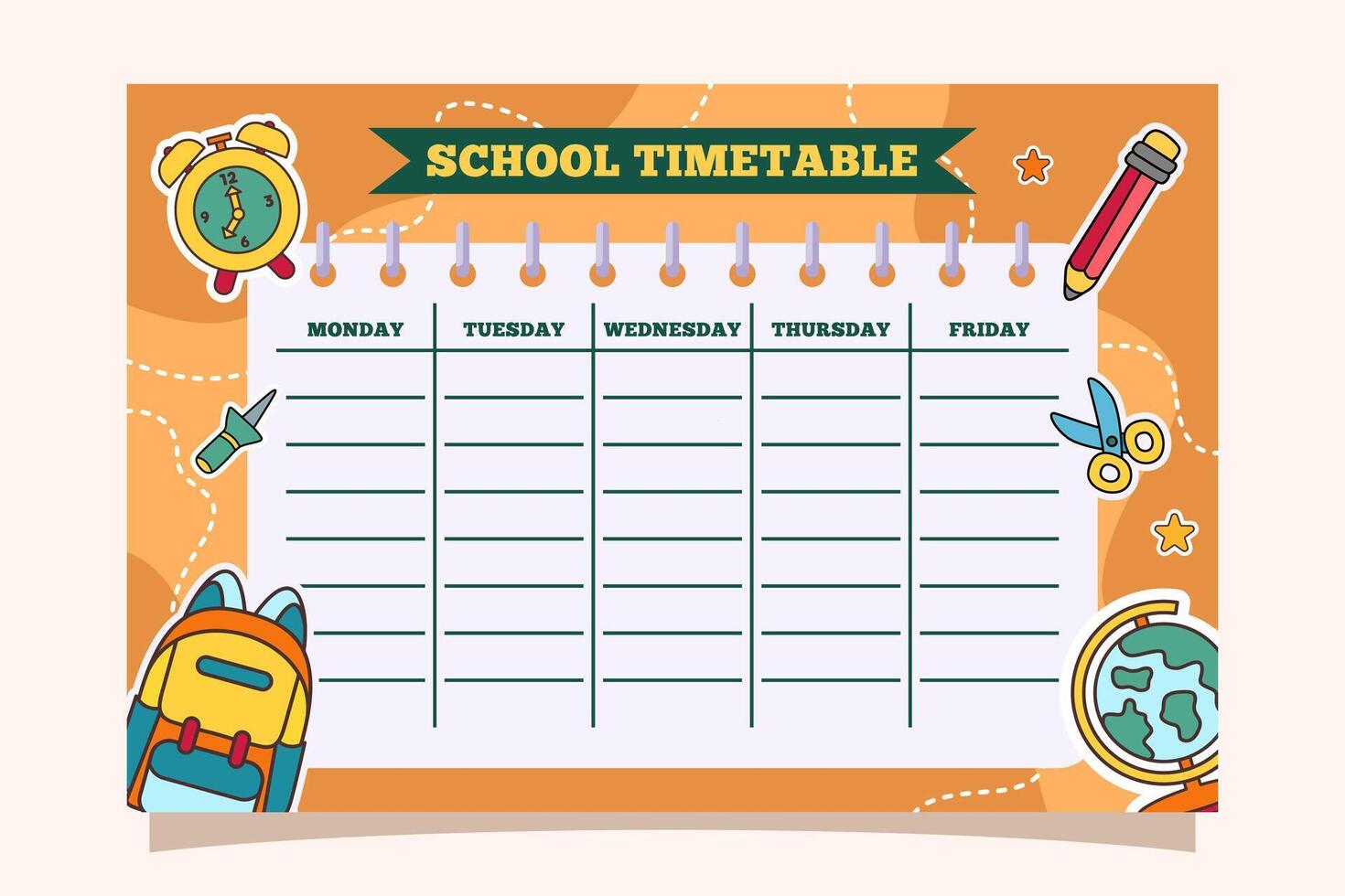 Back to School Time Table Template 46362129 Vector Art at Vecteezy