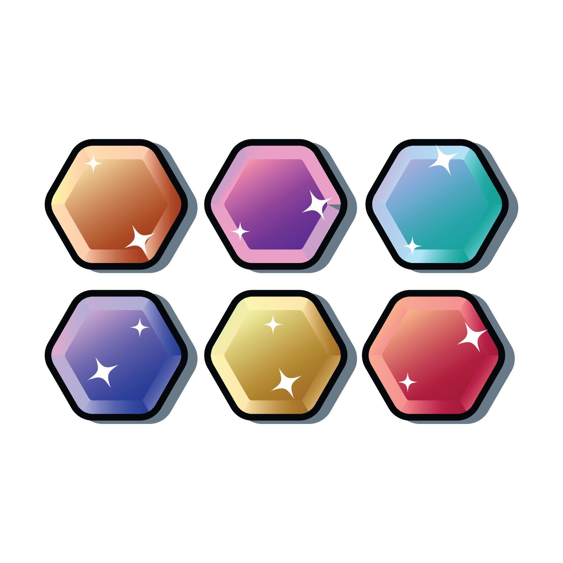 Game gemstone, magic jewel crystal or diamond icon, sapphire and amethyst, ruby and emerald ...