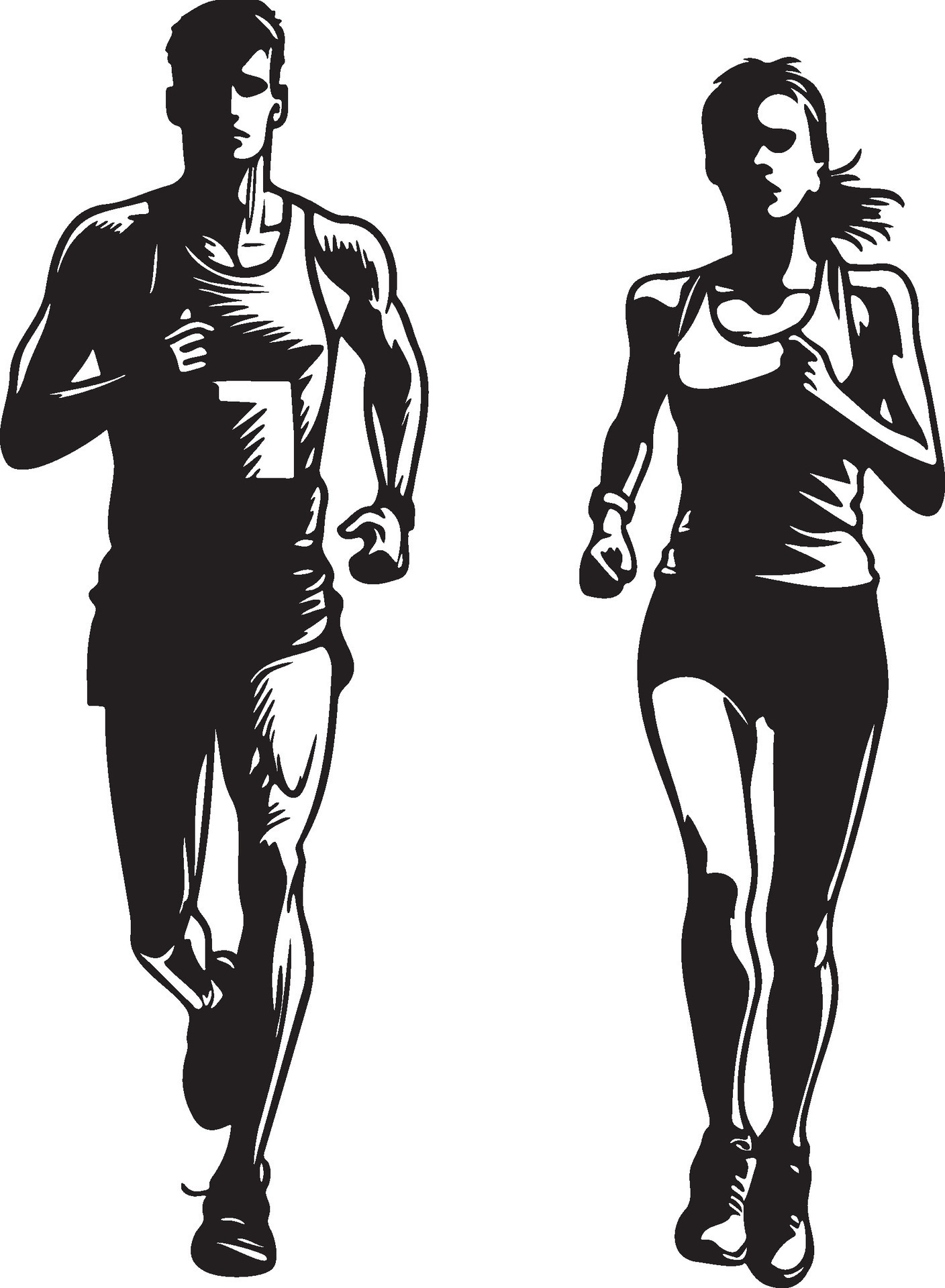 Male and Female Runners Silhouette. 46363809 Vector Art at Vecteezy
