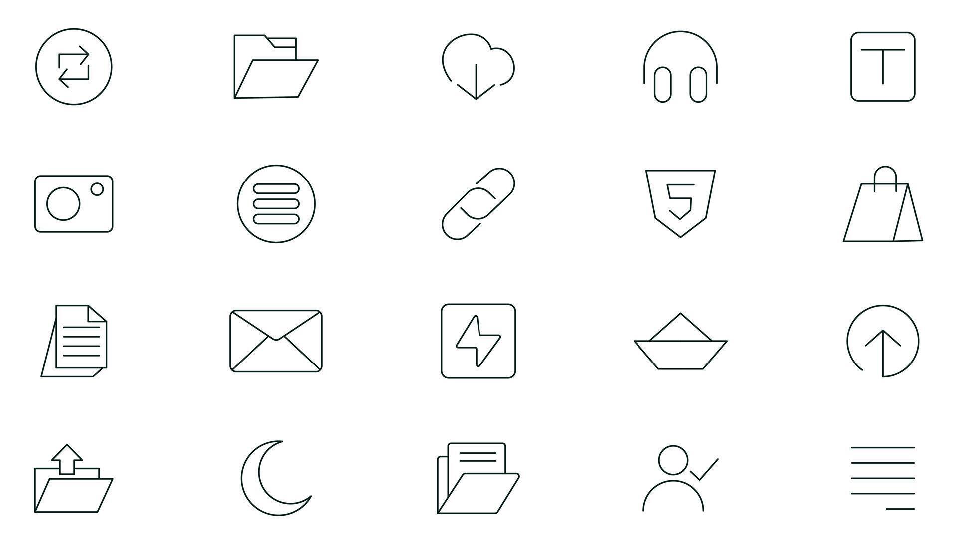 Basic User Interface Web And App Design Line Icon Set Line Icons For Mobile Apps Web Print