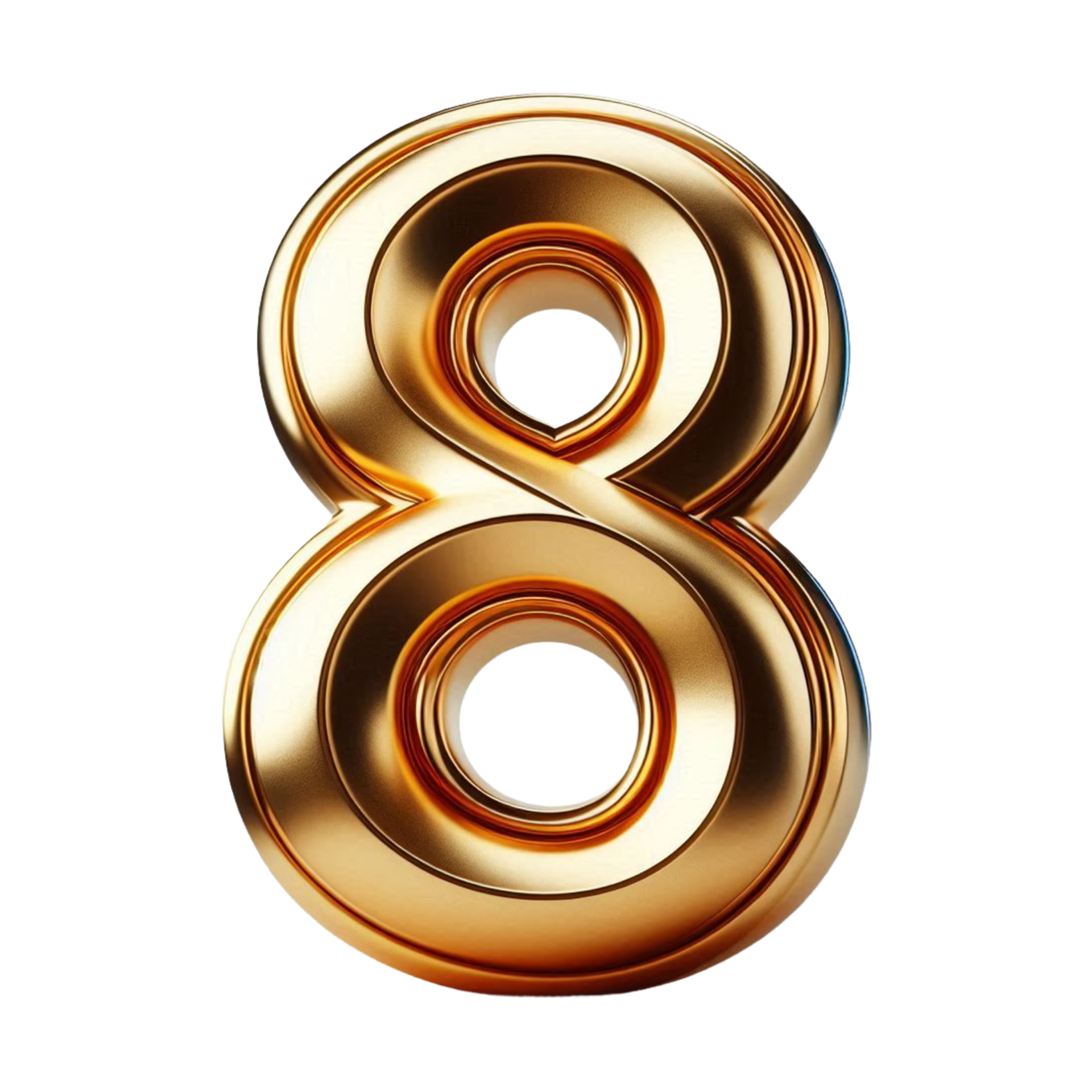 A gold number 8 with a light blue background. 46365309 PNG