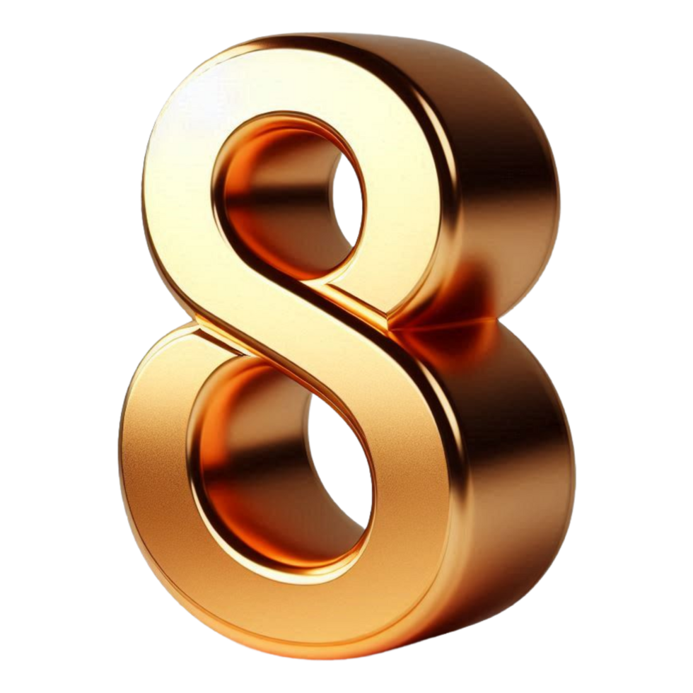 A gold number 8 46365315 PNG