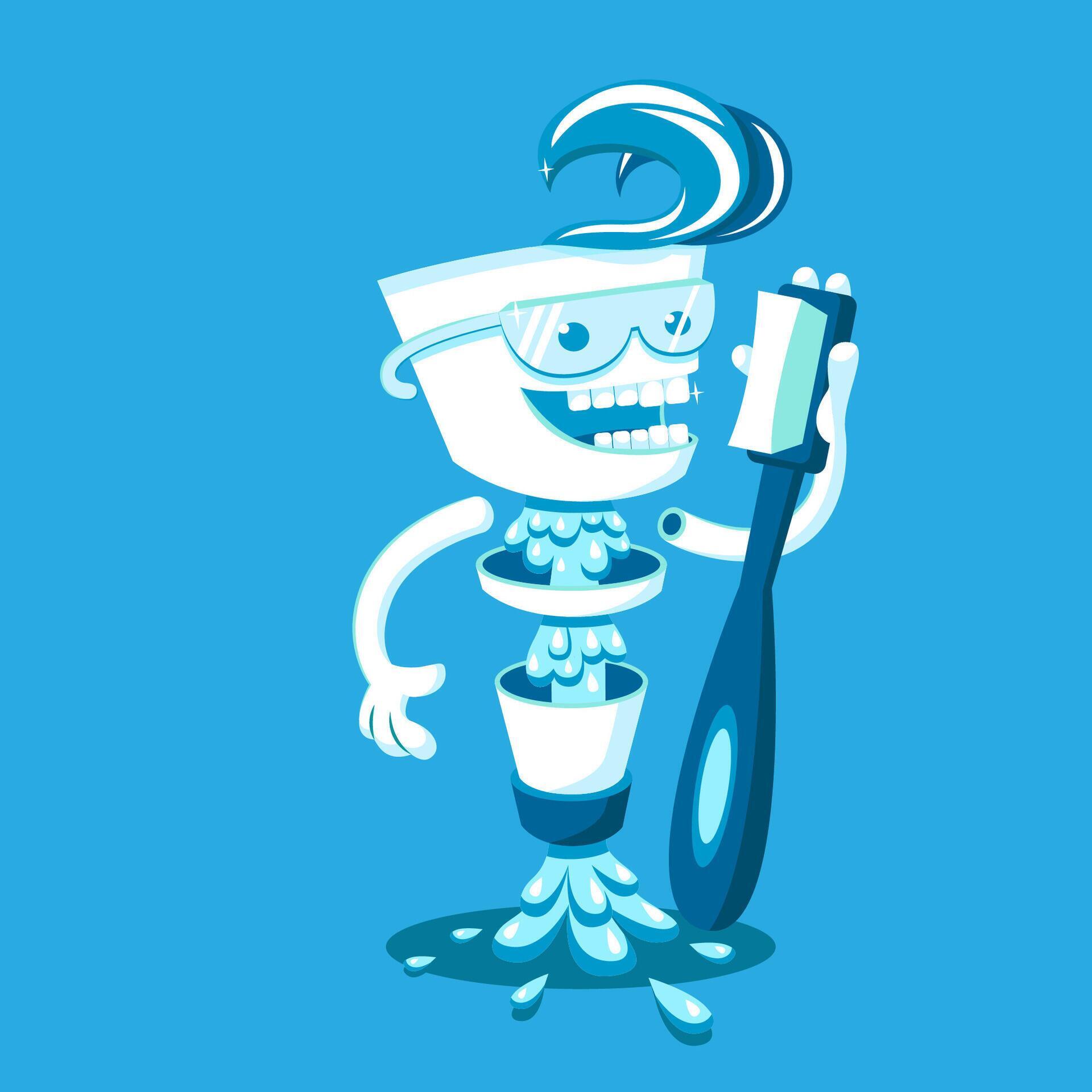 Cute Happy Smiling Toothpaste With Toothbrush Modern Flat Style