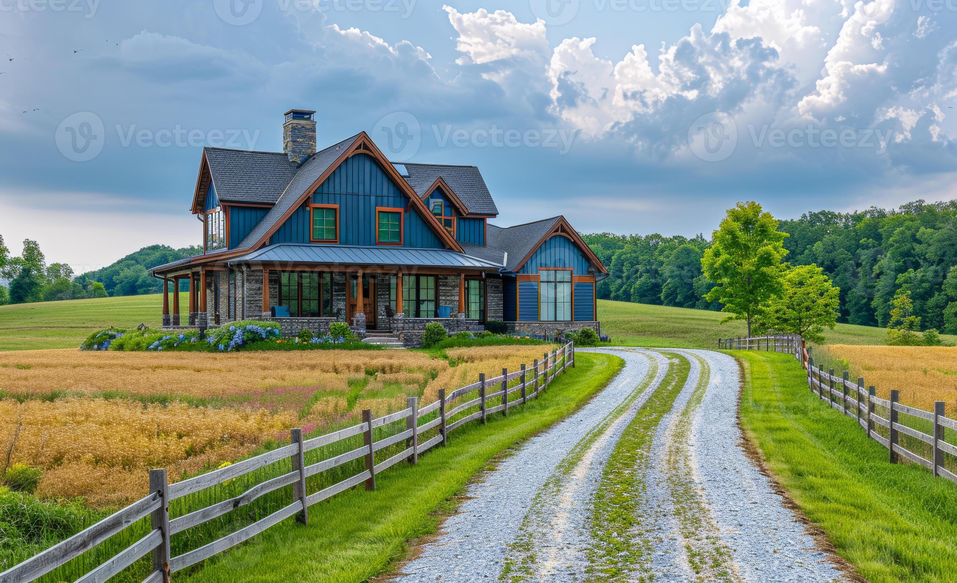 Beautiful wooden house in the countryside 46371322 Stock Photo at Vecteezy