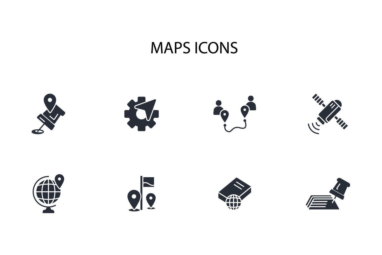 Map icon set..Editable stroke.linear style sign for use web design,logo ...