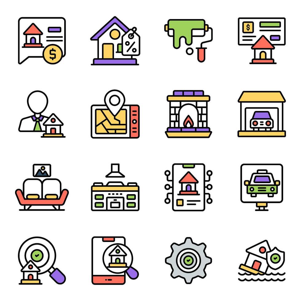 Set of Property and Document Flat Icons 46373028 Vector Art at Vecteezy