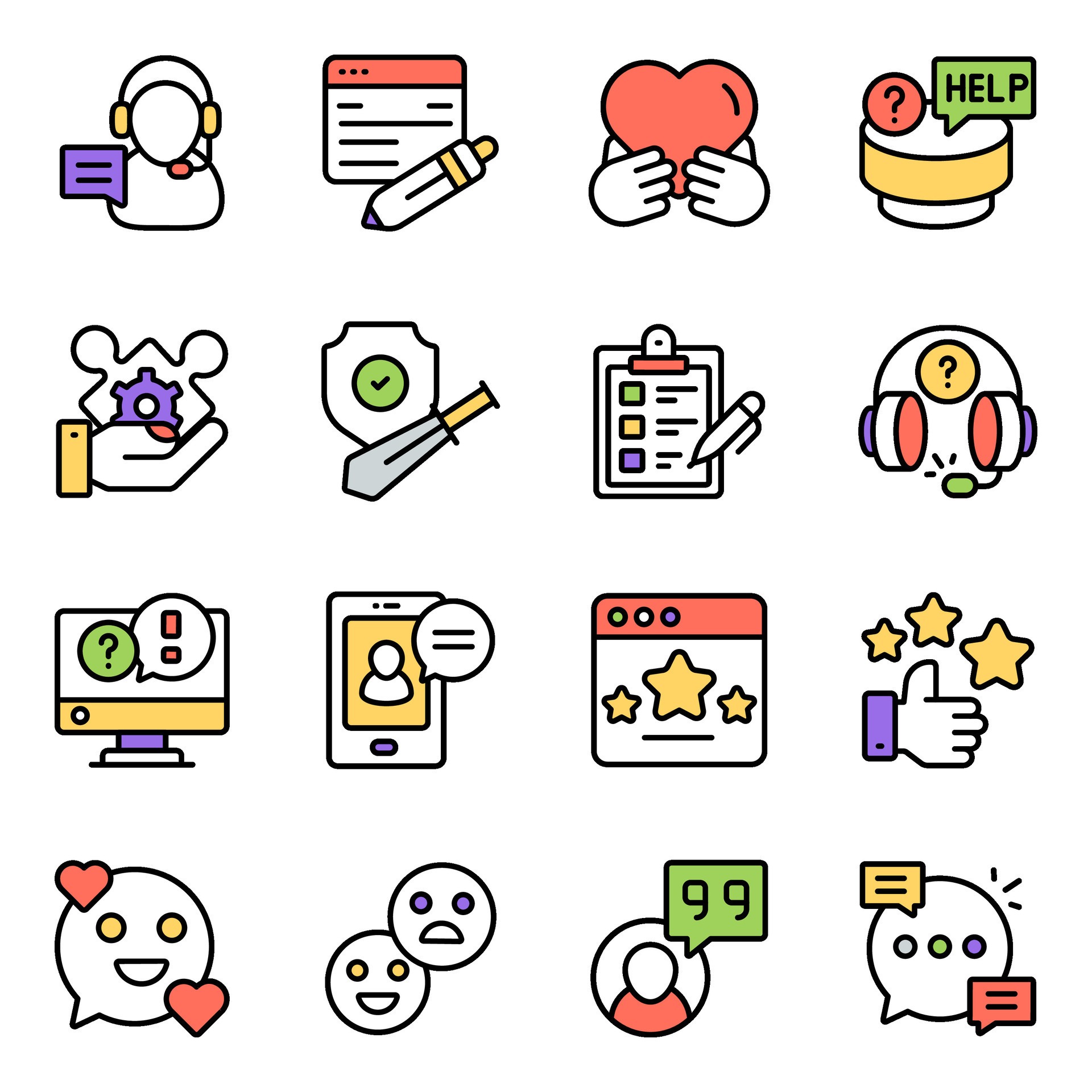 Pack of Customer Services Flat icon 46373207 Vector Art at Vecteezy
